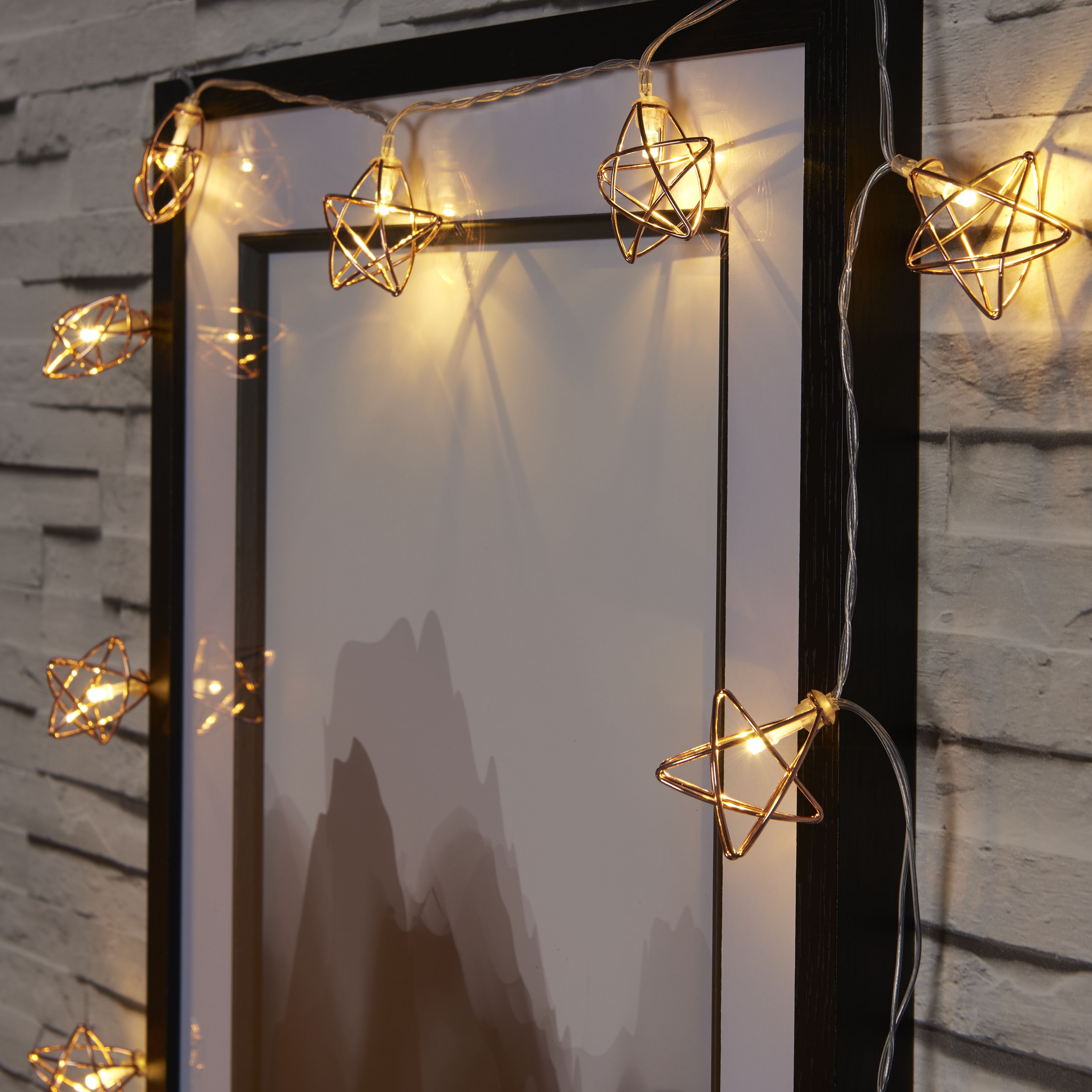 Wire star Battery-powered Warm white 10 LED Indoor Copper String lights