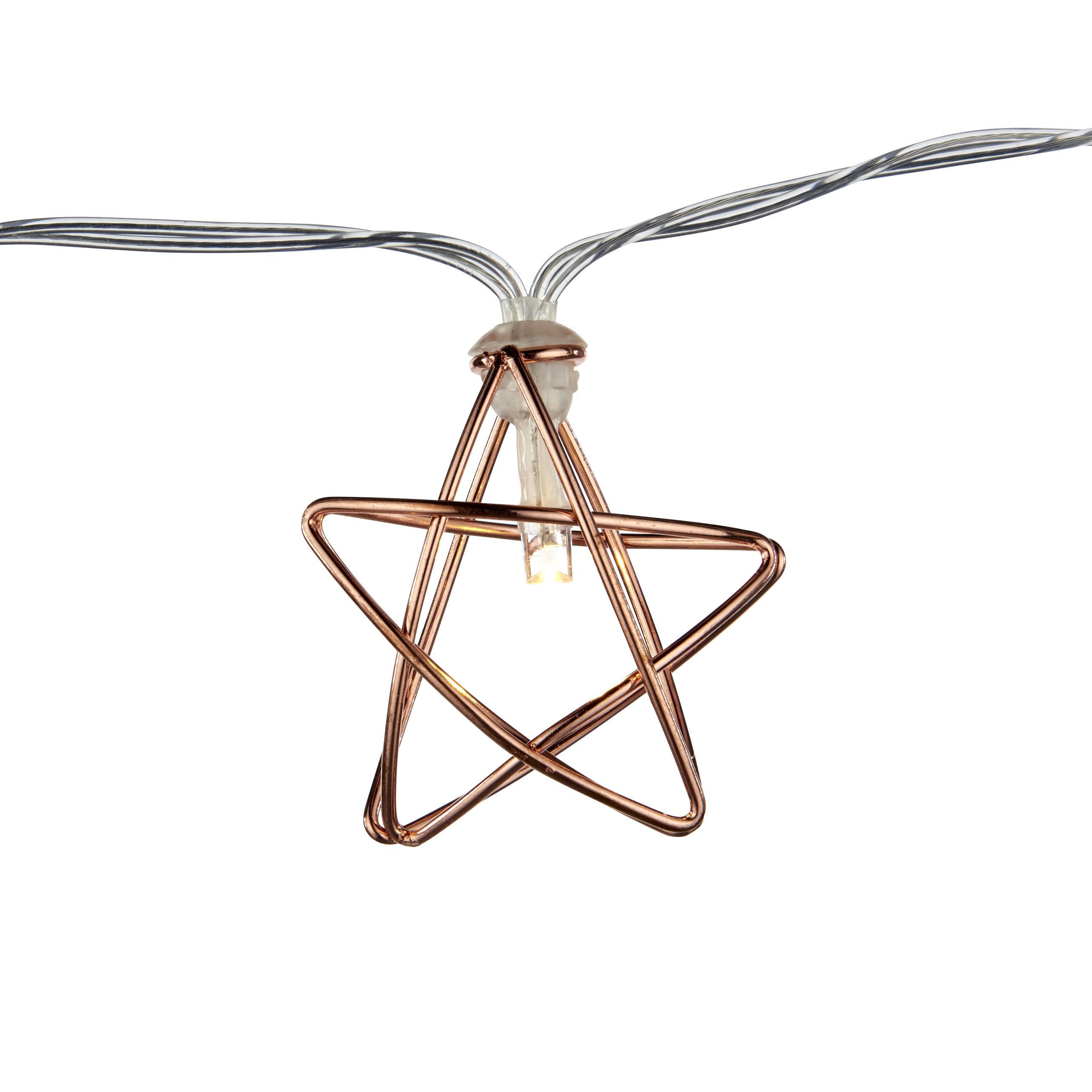 Wire star Battery-powered Warm white 10 LED Indoor Copper String lights