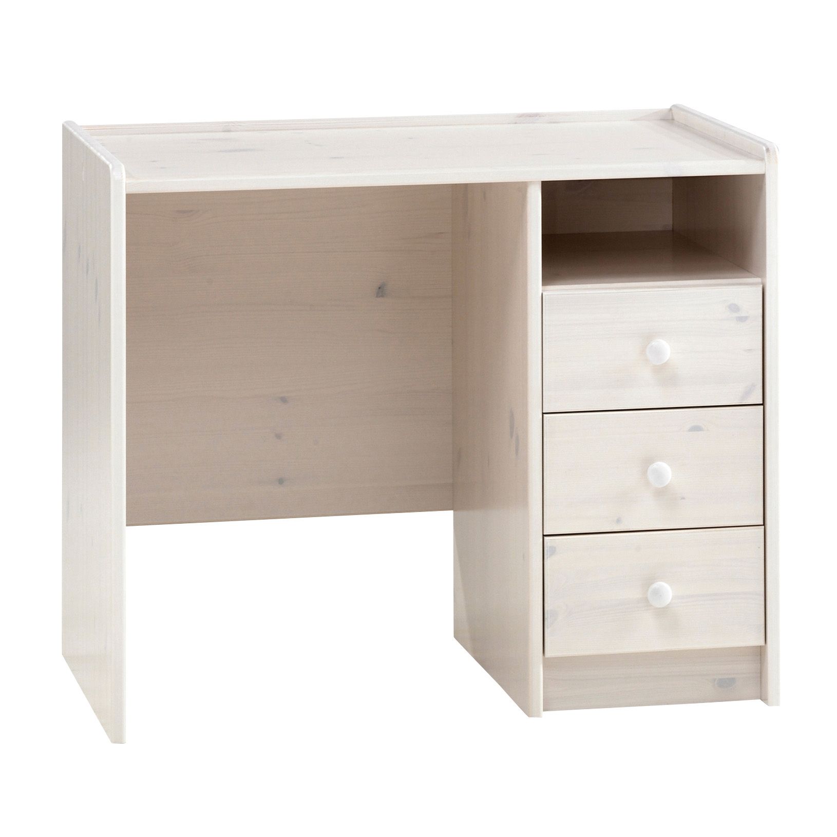 Wizard White wash 3 Drawer Desk (H)740mm (W)890mm (D)536mm | DIY at B&Q