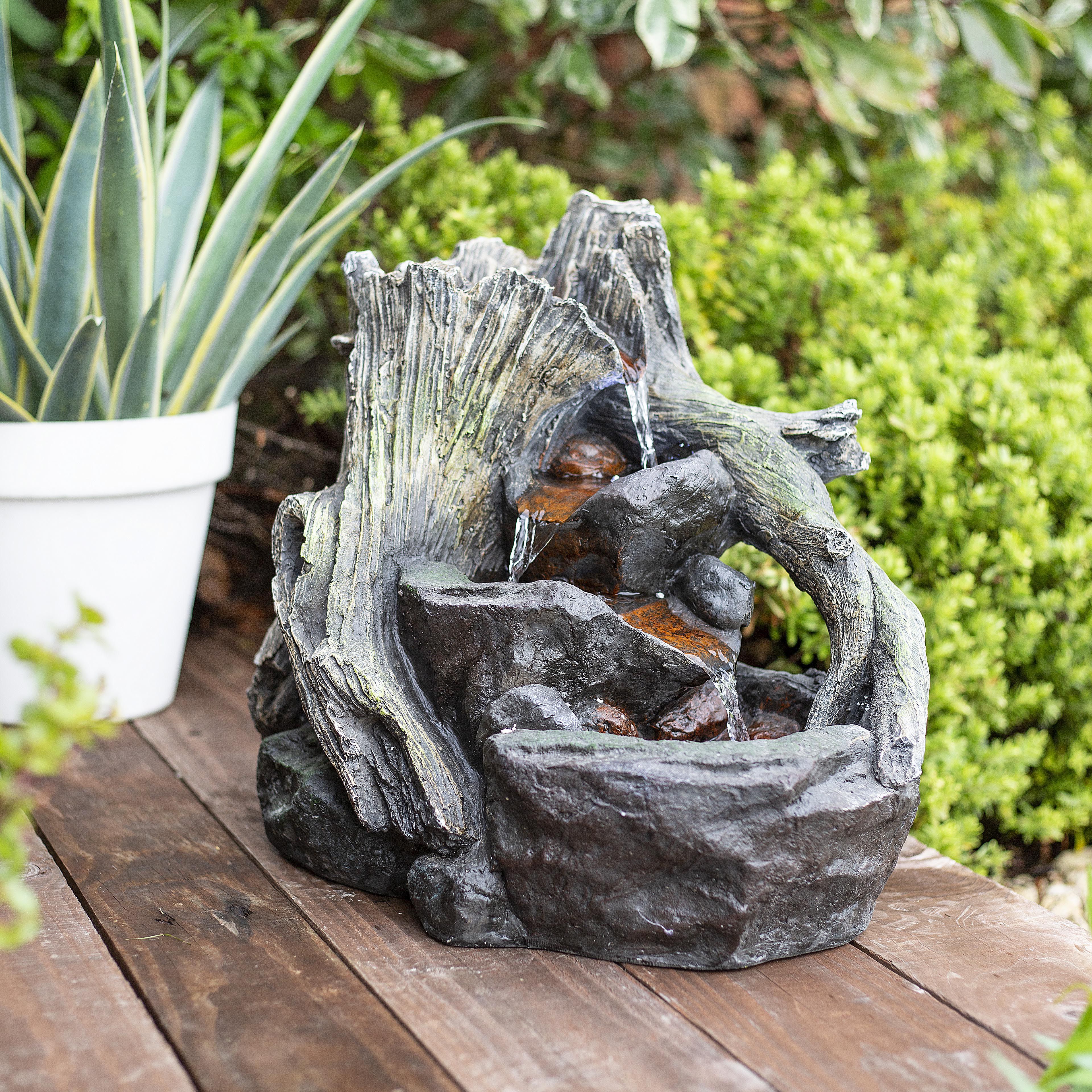 Woodland twist Water feature with LED lights (H)38.1cm