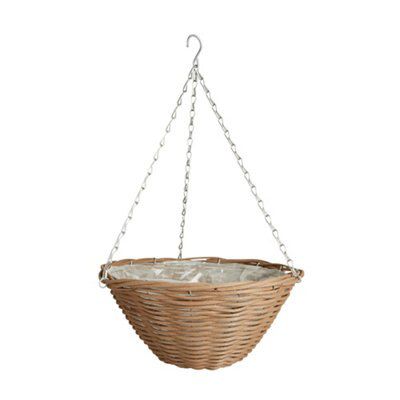 Woven Round Plastic Hanging basket, 35.56cm