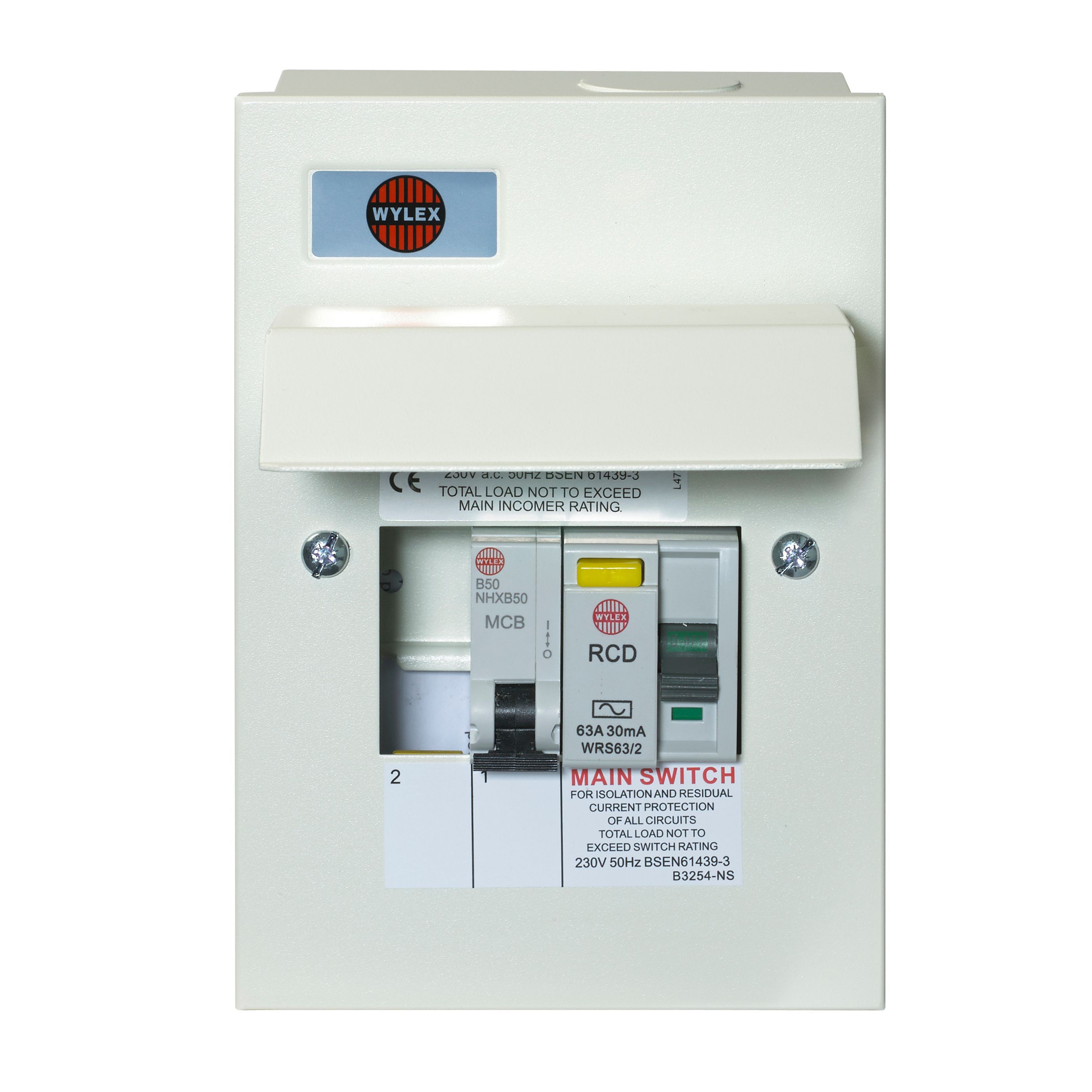 Wylex 63A 2 way Shower Consumer unit | DIY at B&Q