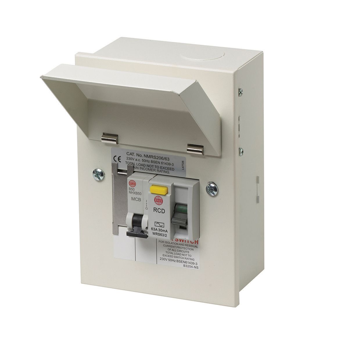 Wylex Consumer unit with 63A mains switch