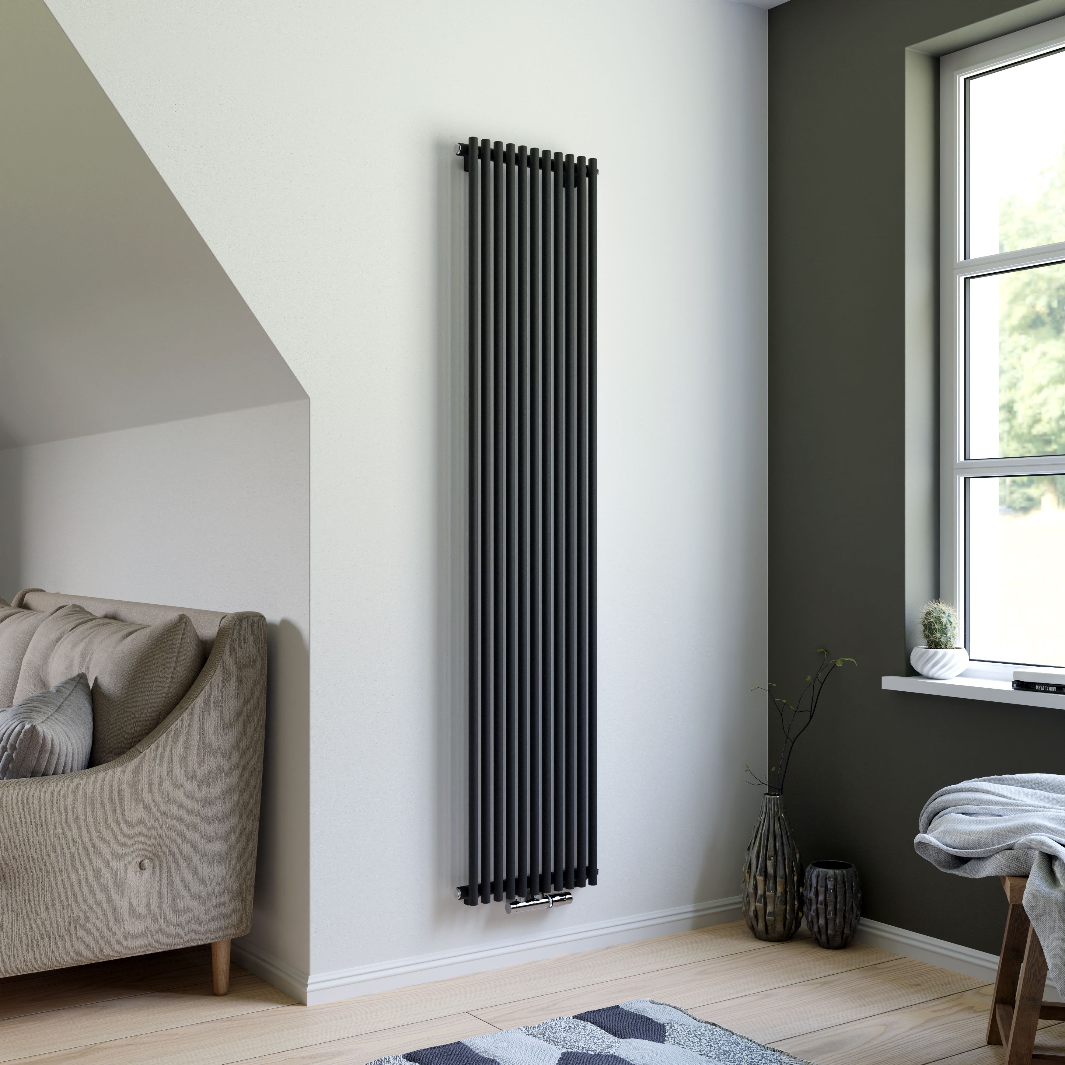 Ximax Gamba GA1800400A Anthracite Gas Vertical Designer Radiator, (W ...