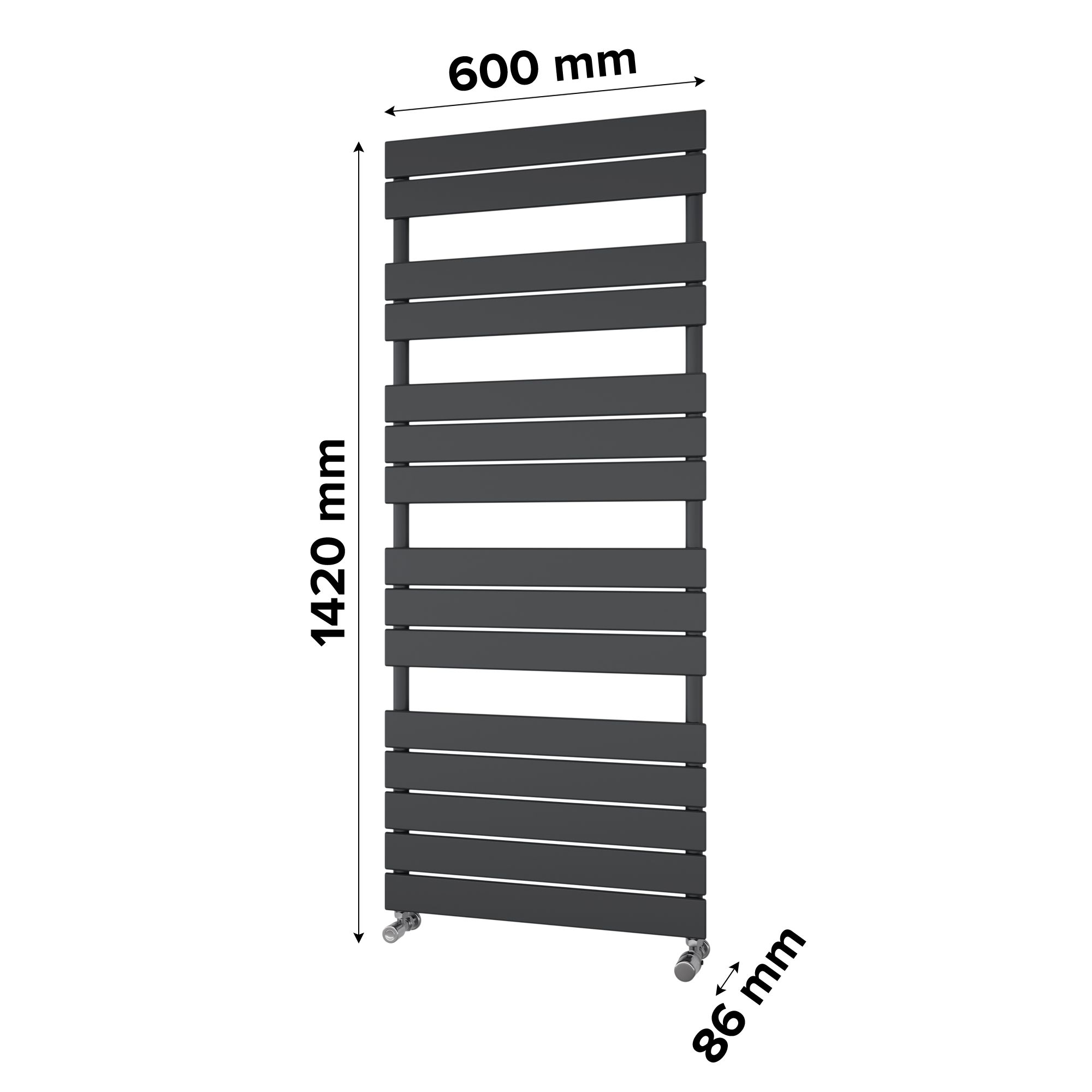 Ximax P2 P21420600A Anthracite Gas Vertical Designer Radiator, (W)600mm ...