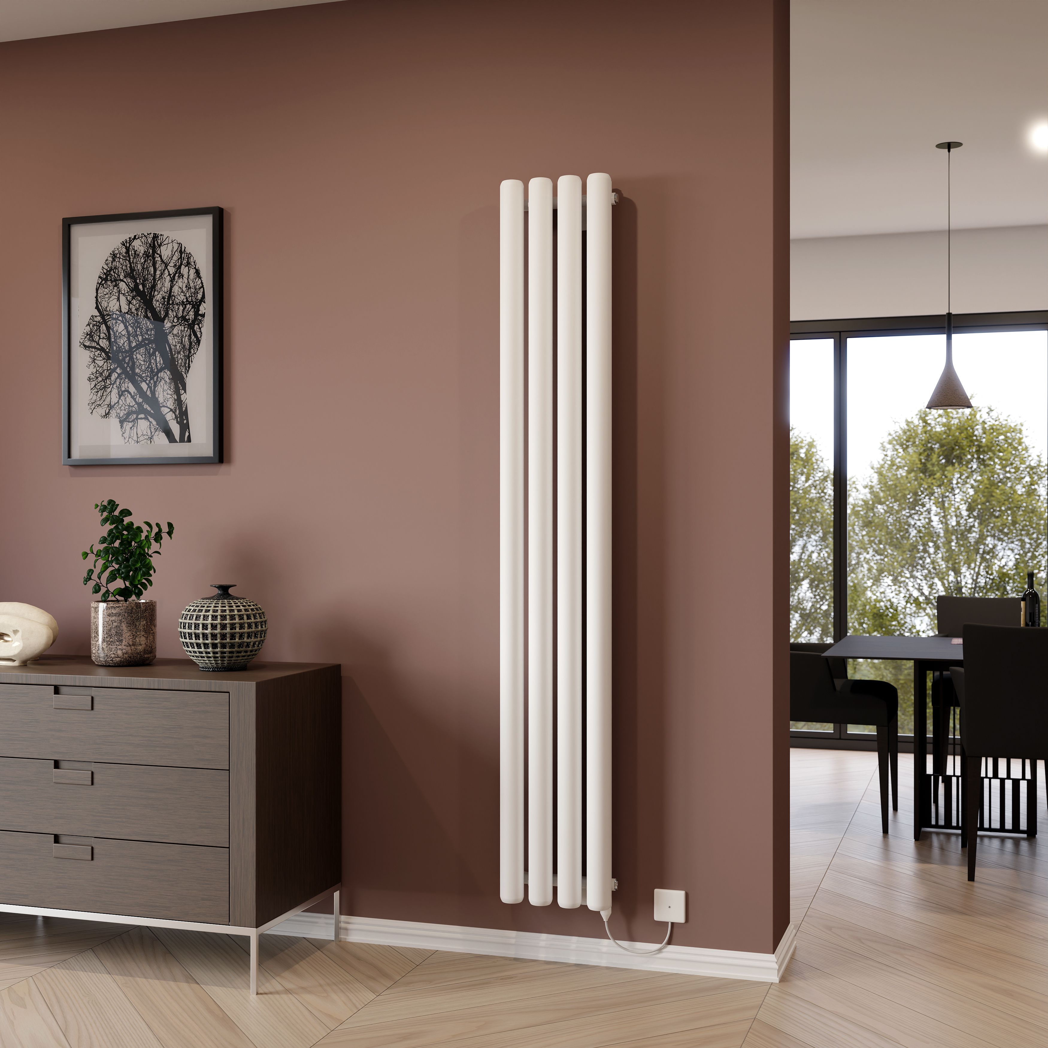 Ximax Vulkan Round Tube VUE1800210W White Electric & gas Vertical ...