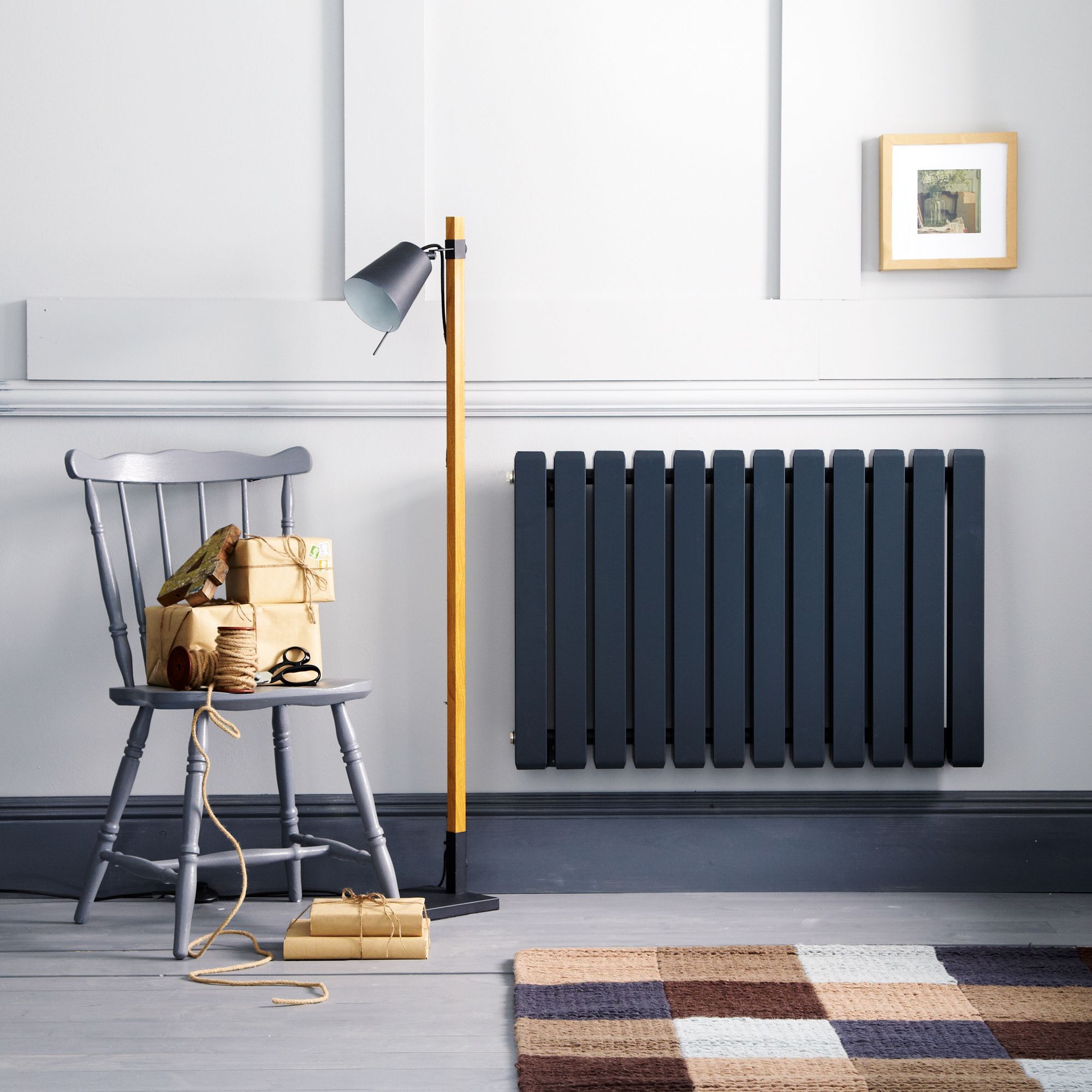 Ximax Vulkan Square Anthracite Horizontal Designer Radiator, (W)885mm x ...