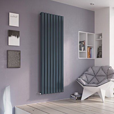 Ximax Vulkan Square Anthracite Vertical Designer Radiator, (W)285mm x ...