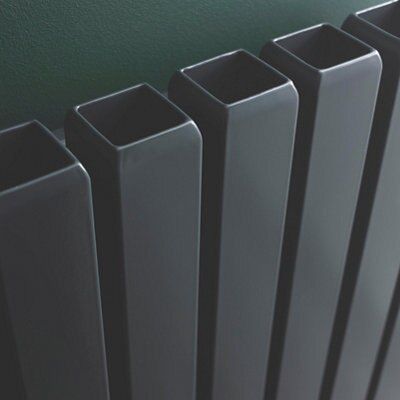 Ximax Vulkan Square Anthracite Vertical Designer Radiator, (W)285mm x ...