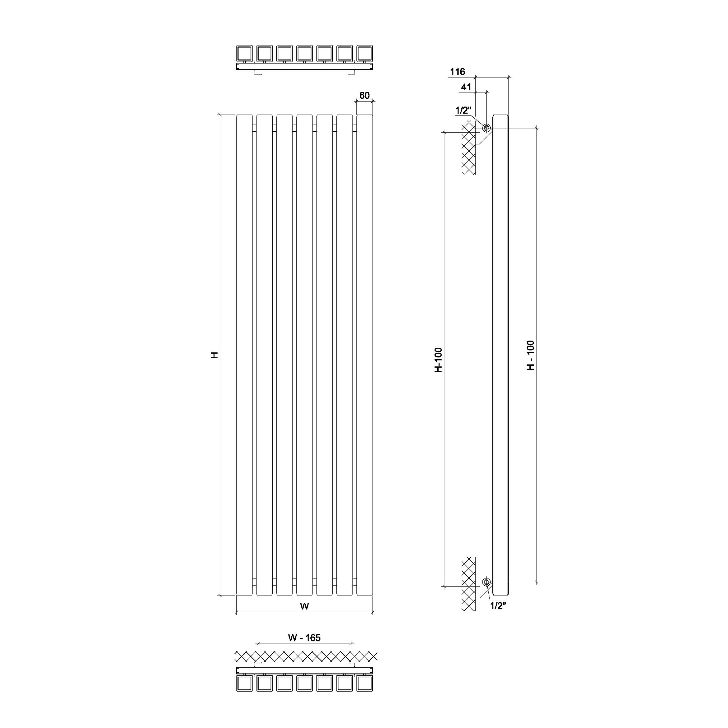 Ximax Vulkan Square Satin anthracite Vertical Designer Radiator, (W ...