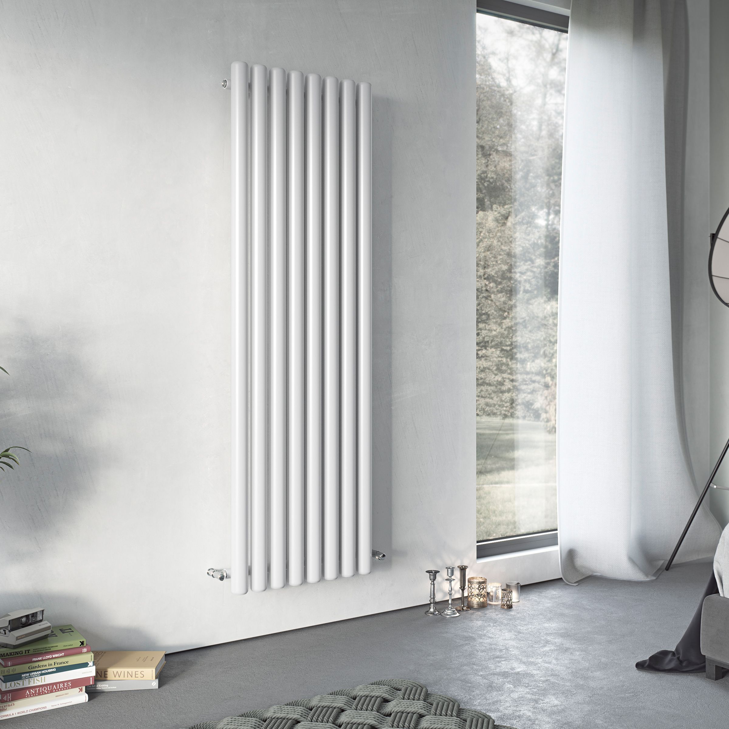 Ximax Vulkan White Vertical Designer Radiator, (W)435mm x (H)1800mm ...