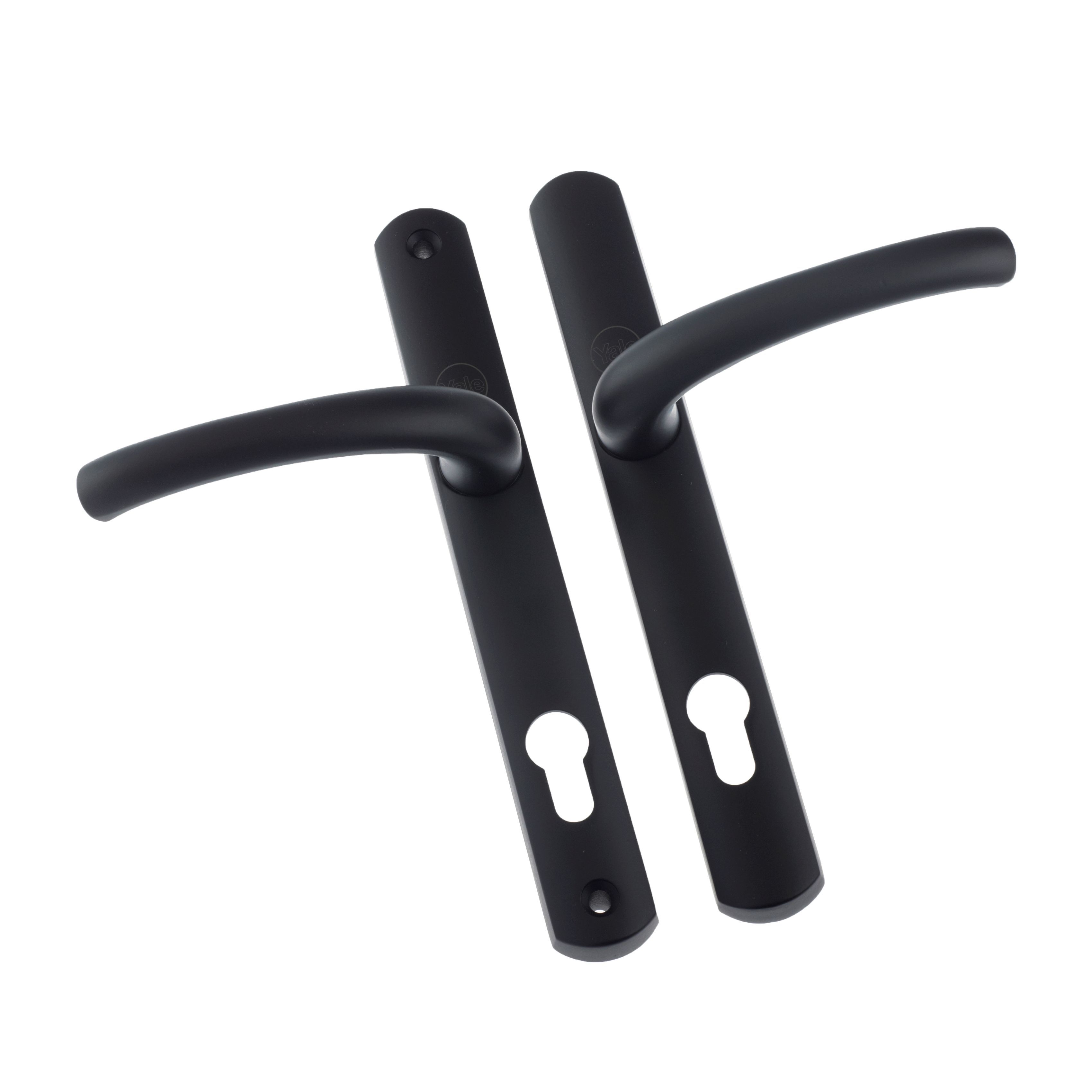 Yale Black Aluminium Straight Euro Lock Lever on backplate handle | DIY ...