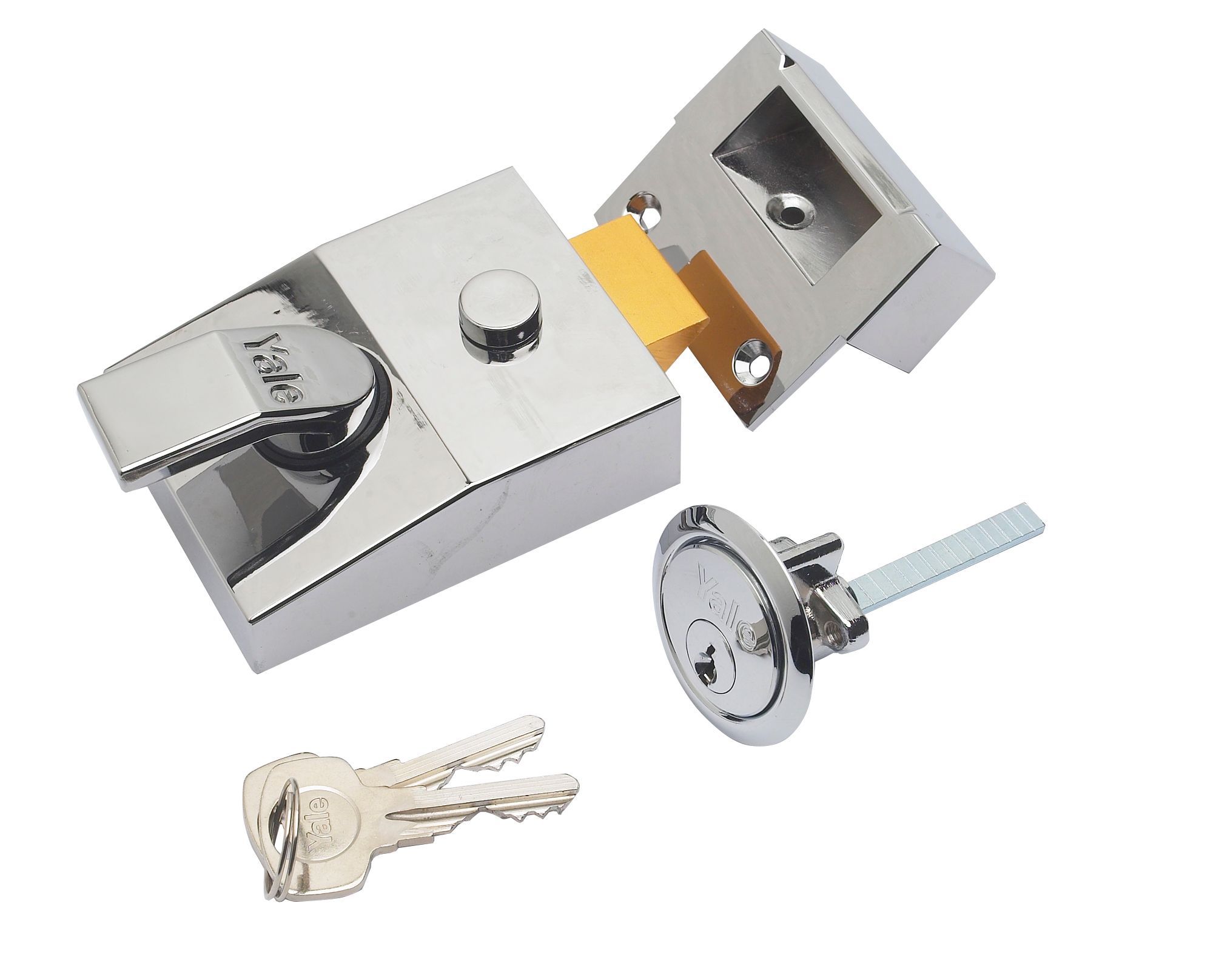 Yale Chrome effect 40mm Left & right-handed Deadlock Night latch, (H ...