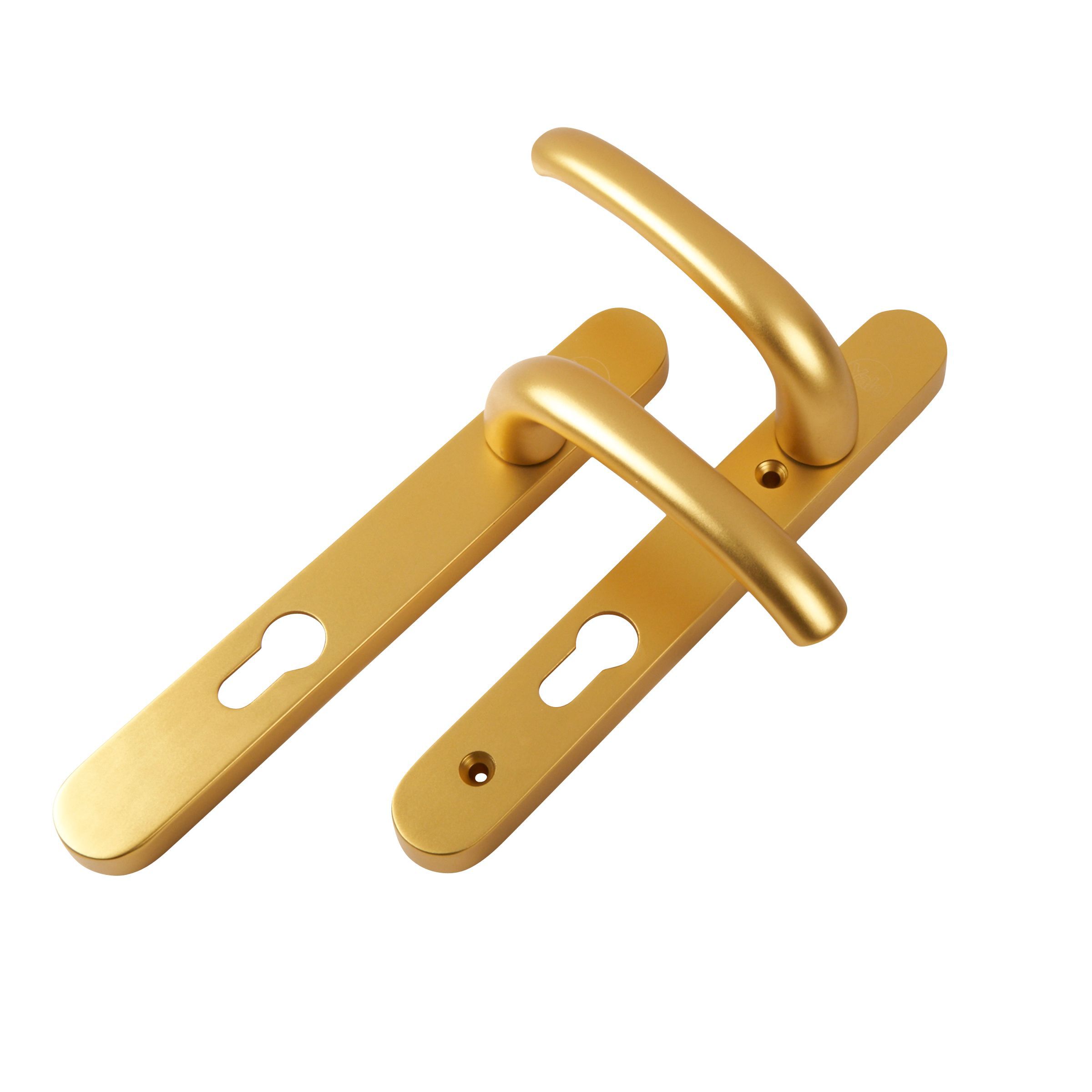 Yale Gold effect Aluminium Straight Euro Lock Lever on backplate handle