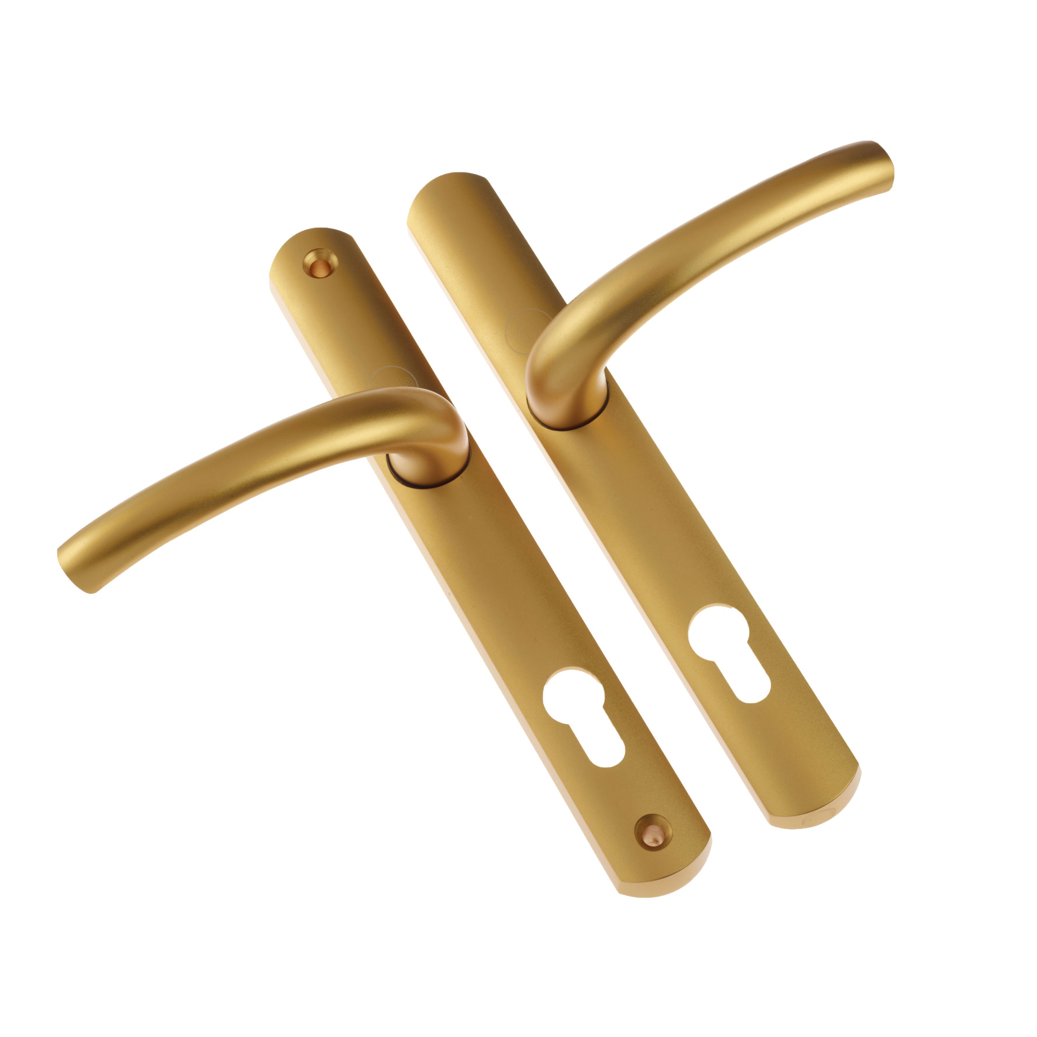 Yale Gold effect Aluminium Straight Euro Lock Lever on backplate handle