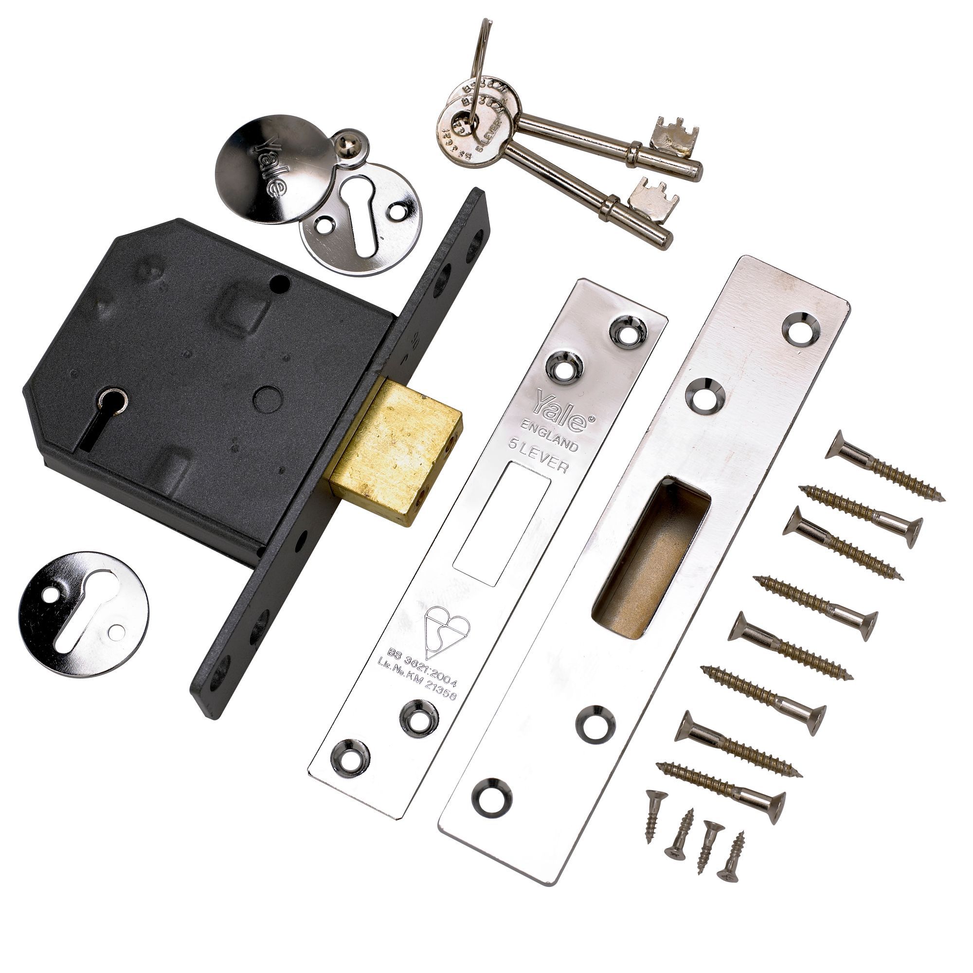 Yale High Security 76mm Polished Metal 5 lever Deadlock