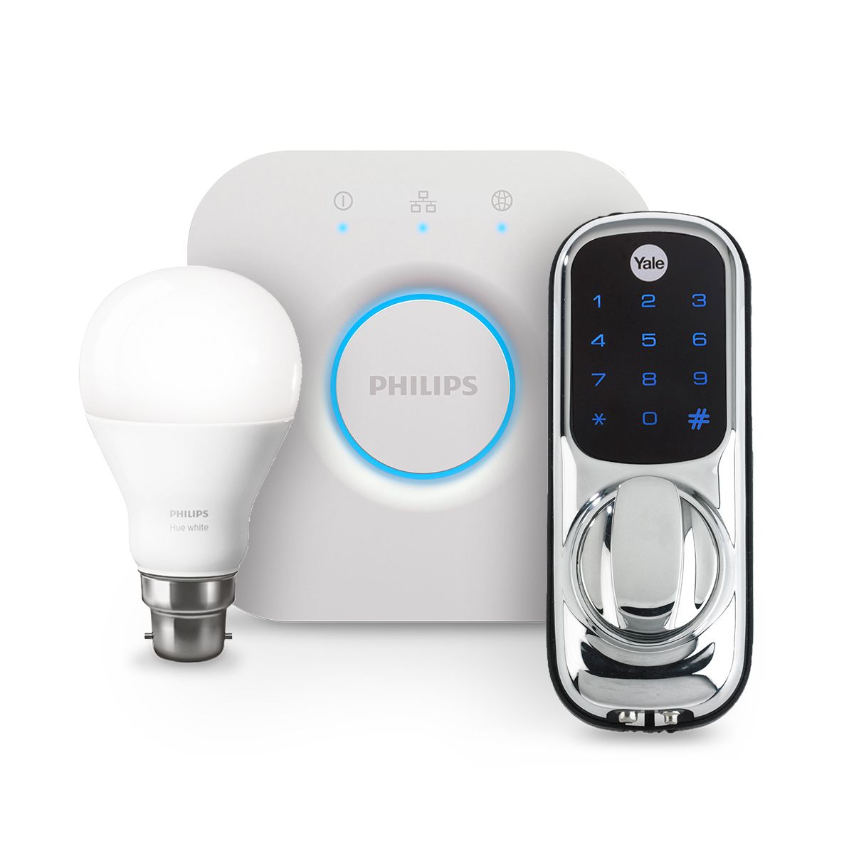 Yale Keyless connected & phillips hue bridge + B22 bundle | DIY at B&Q