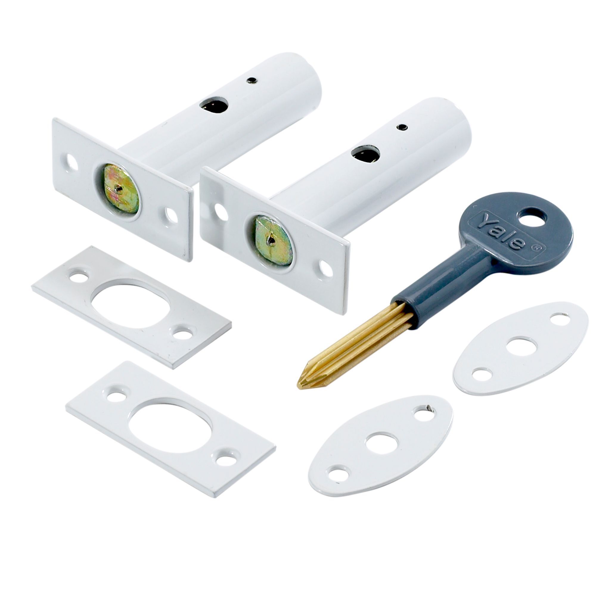 Yale P-2PM444-WE-2 White Metal Deadlock, Pack of 2 | DIY at B&Q