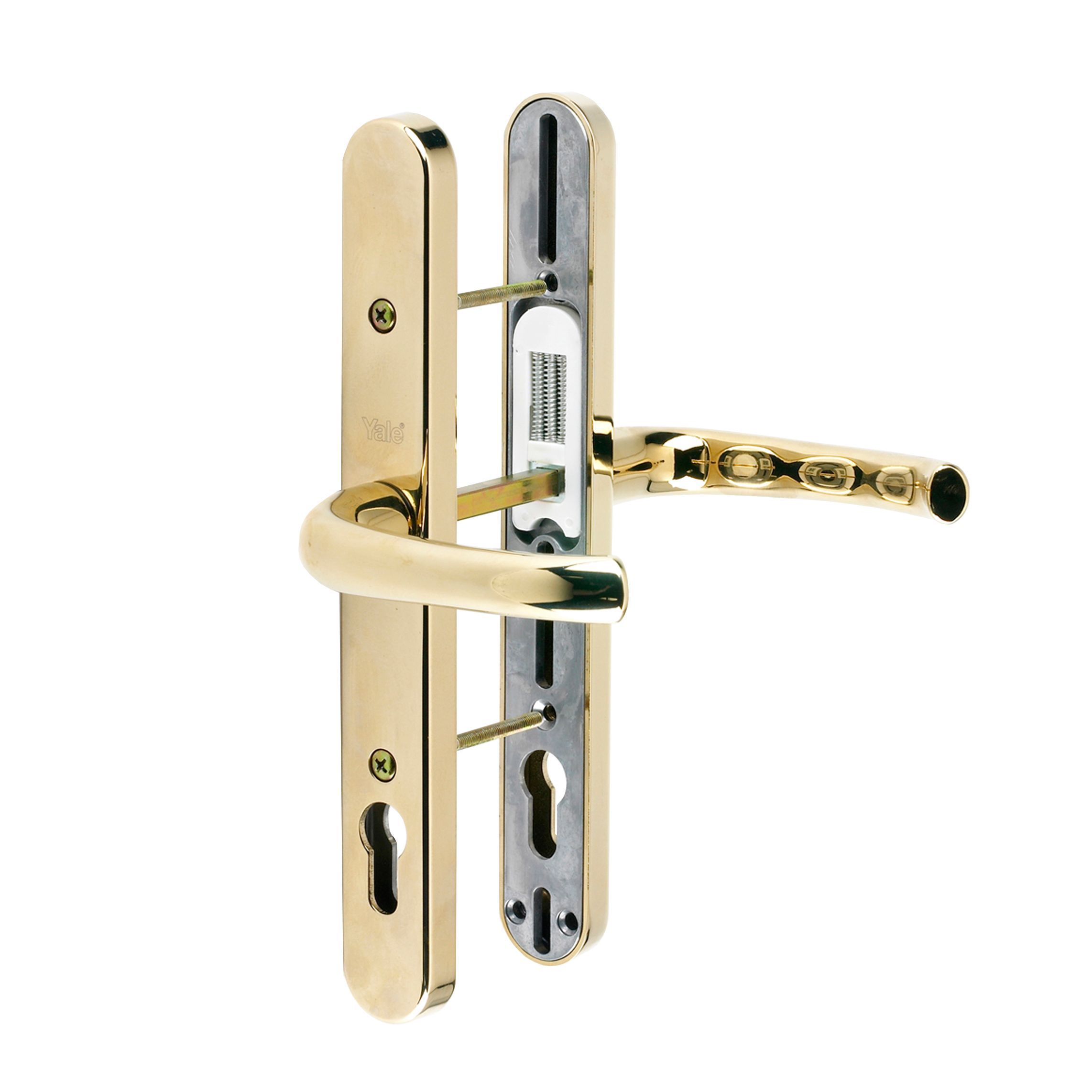 Yale Polished Gold effect Zinc alloy Straight Euro Lock Door handle