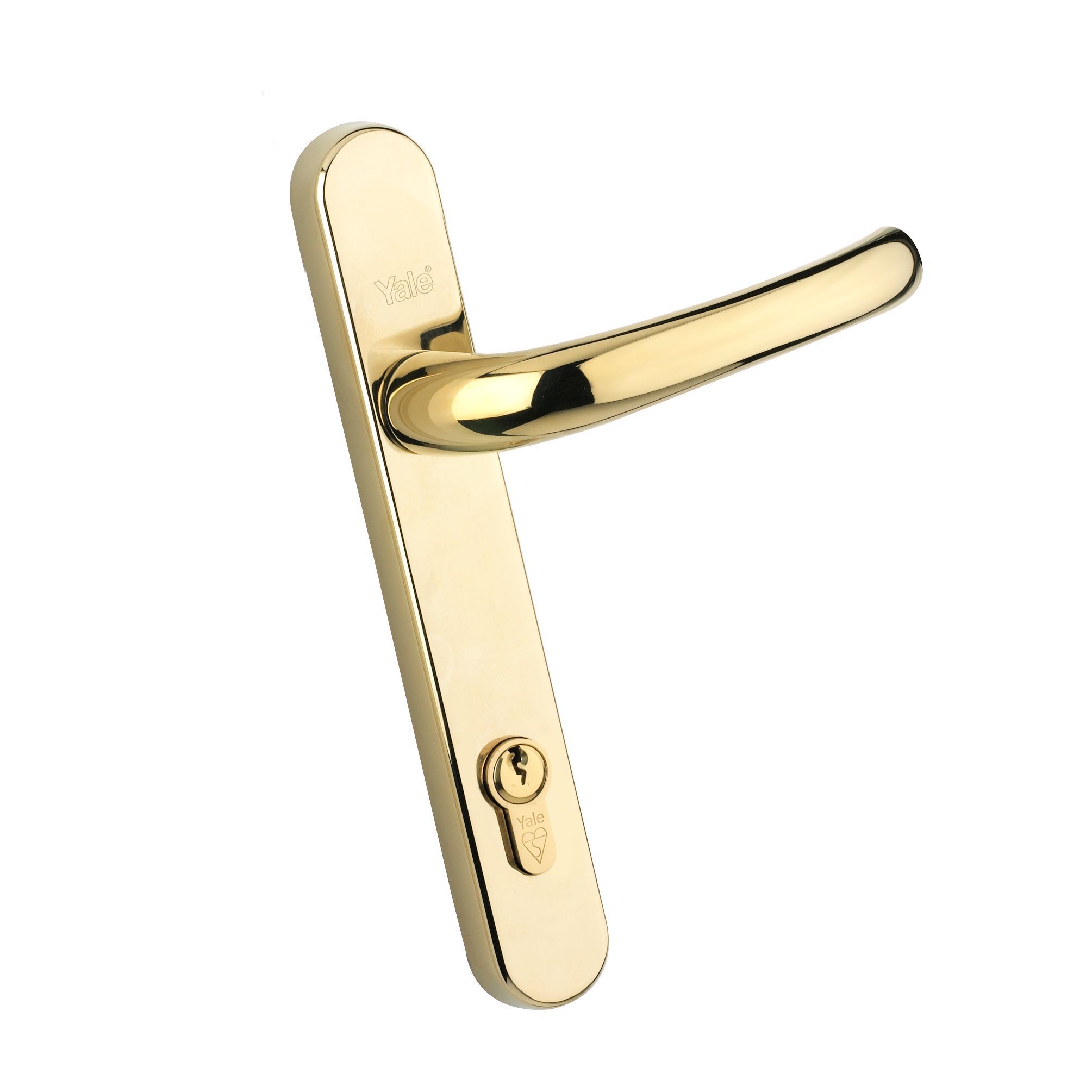 Yale Polished Gold effect Zinc alloy Straight Euro Lock Lever on ...