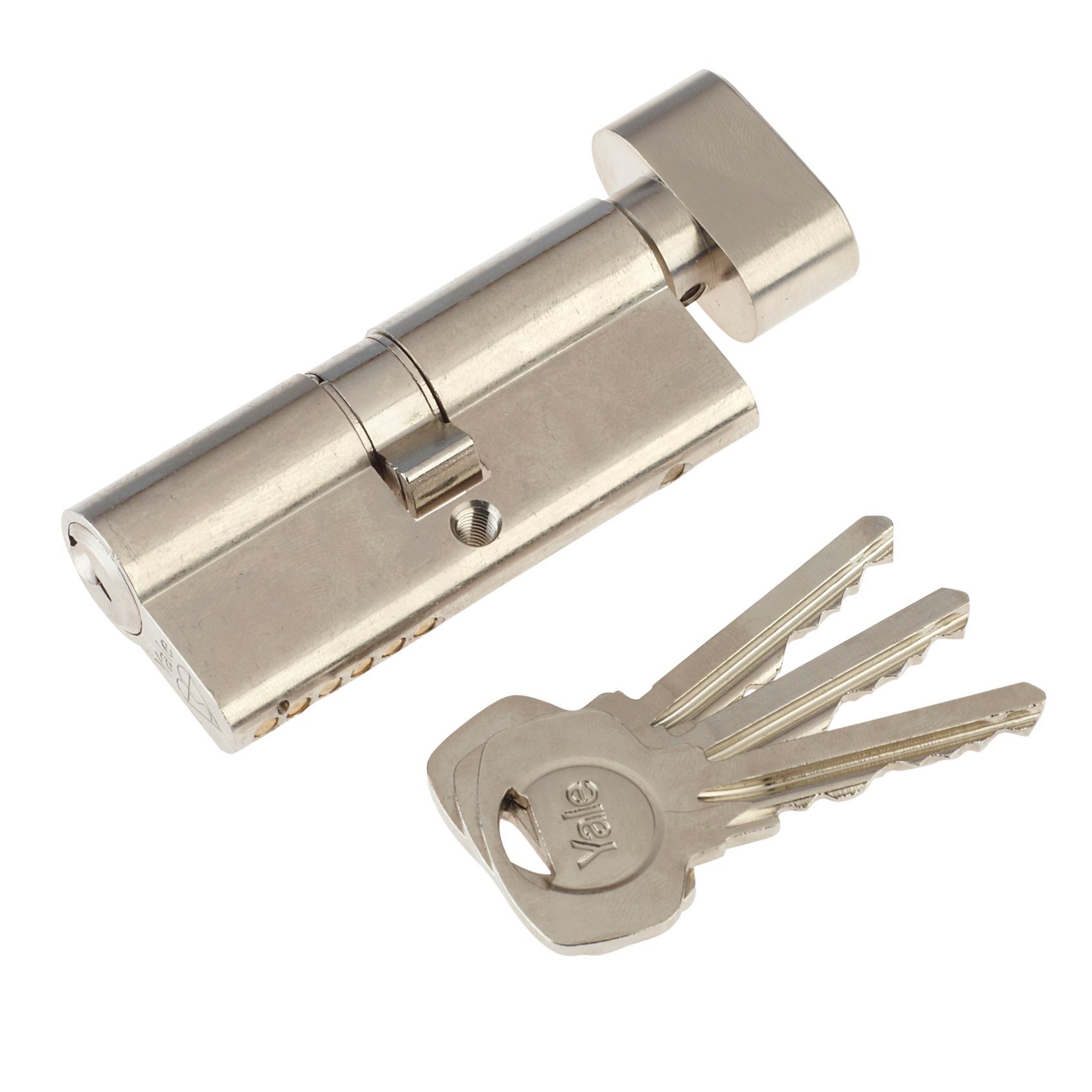 Yale Satin Nickel-plated Single Euro Thumbturn Cylinder lock 35/35, (L ...