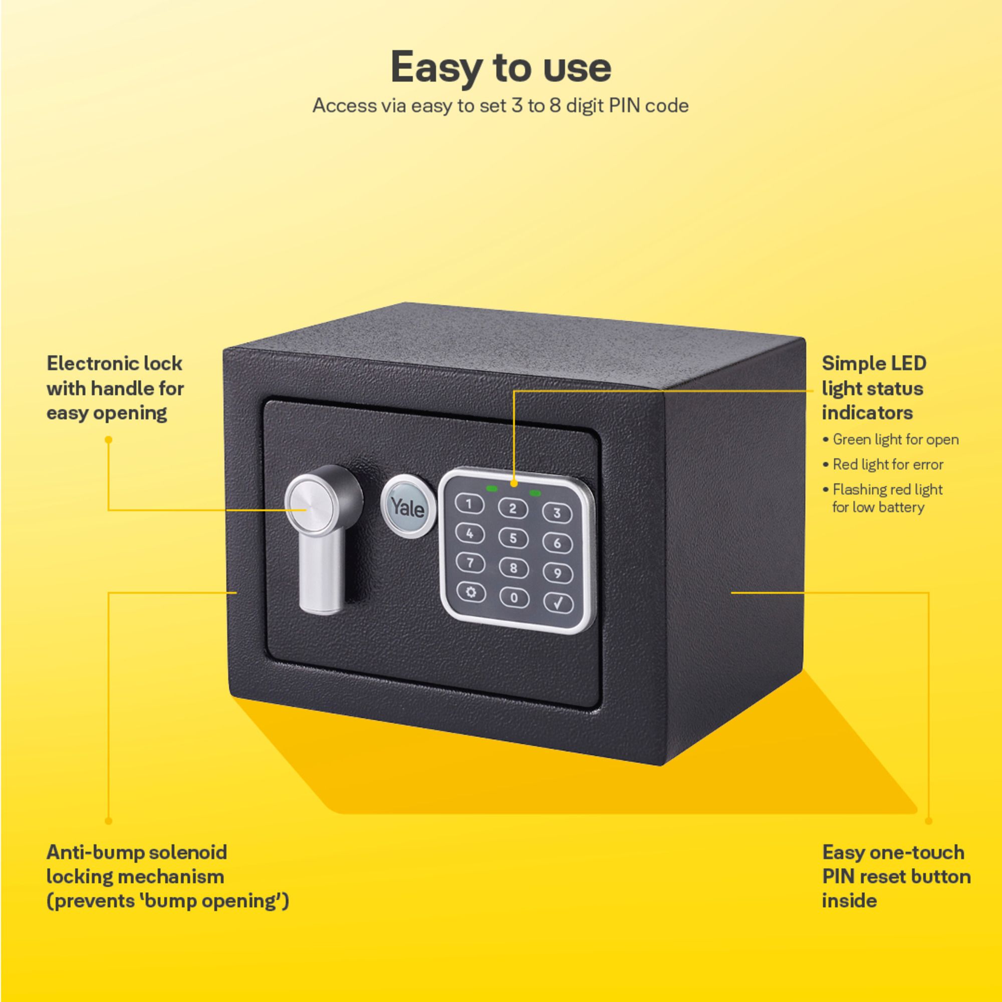 Yale Value Small 3.8L LCD Electronic combination Digital safe