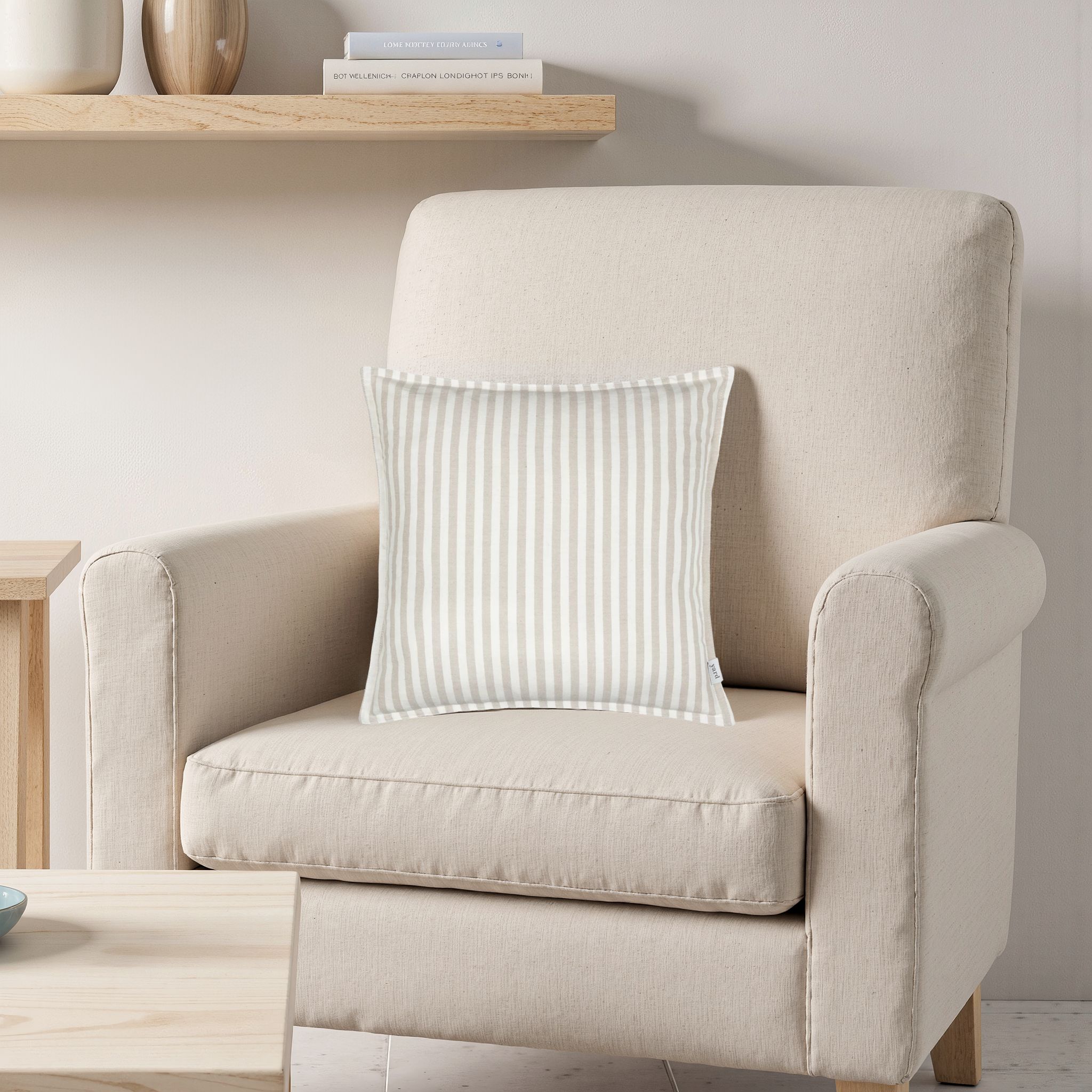 Yard Hebden Natural Striped Indoor Cushion, (L)45cm x (W)45cm