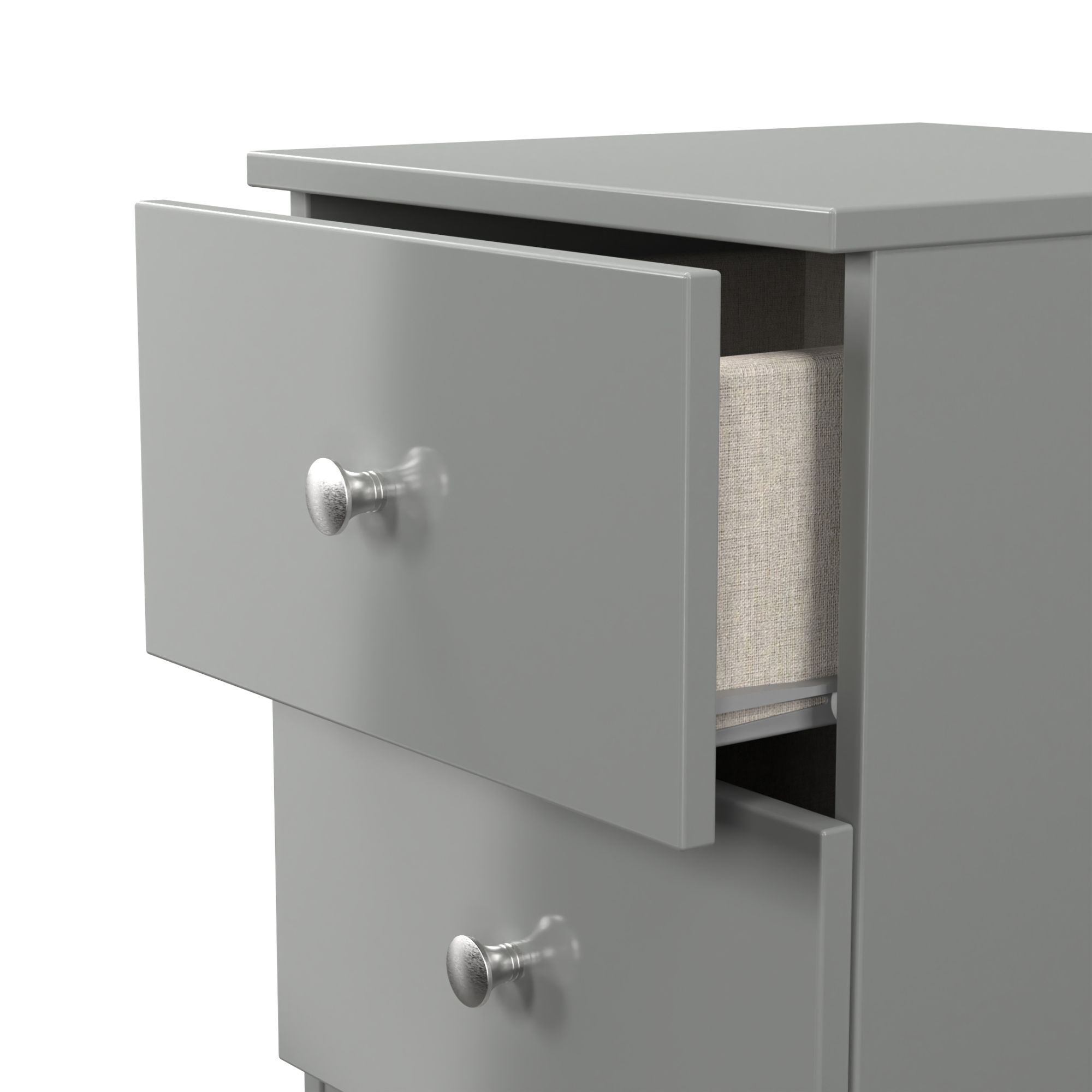 Yarmouth Ready assembled Matt grey no effect 2 Drawer Bedside chest (H ...