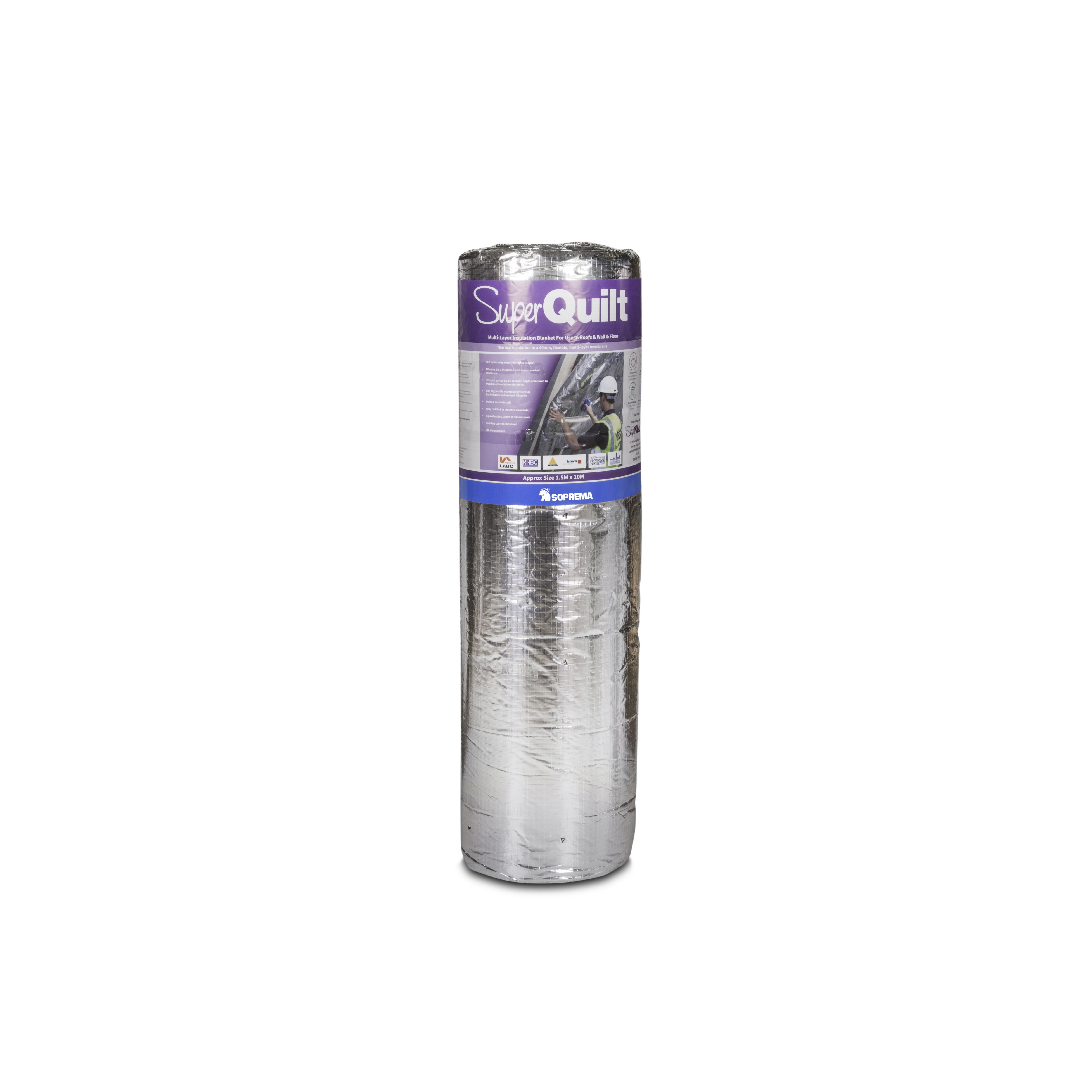 YBS SuperQuilt Silver Reflective insulation roll, (L)10m (W)1.2m (T)40mm