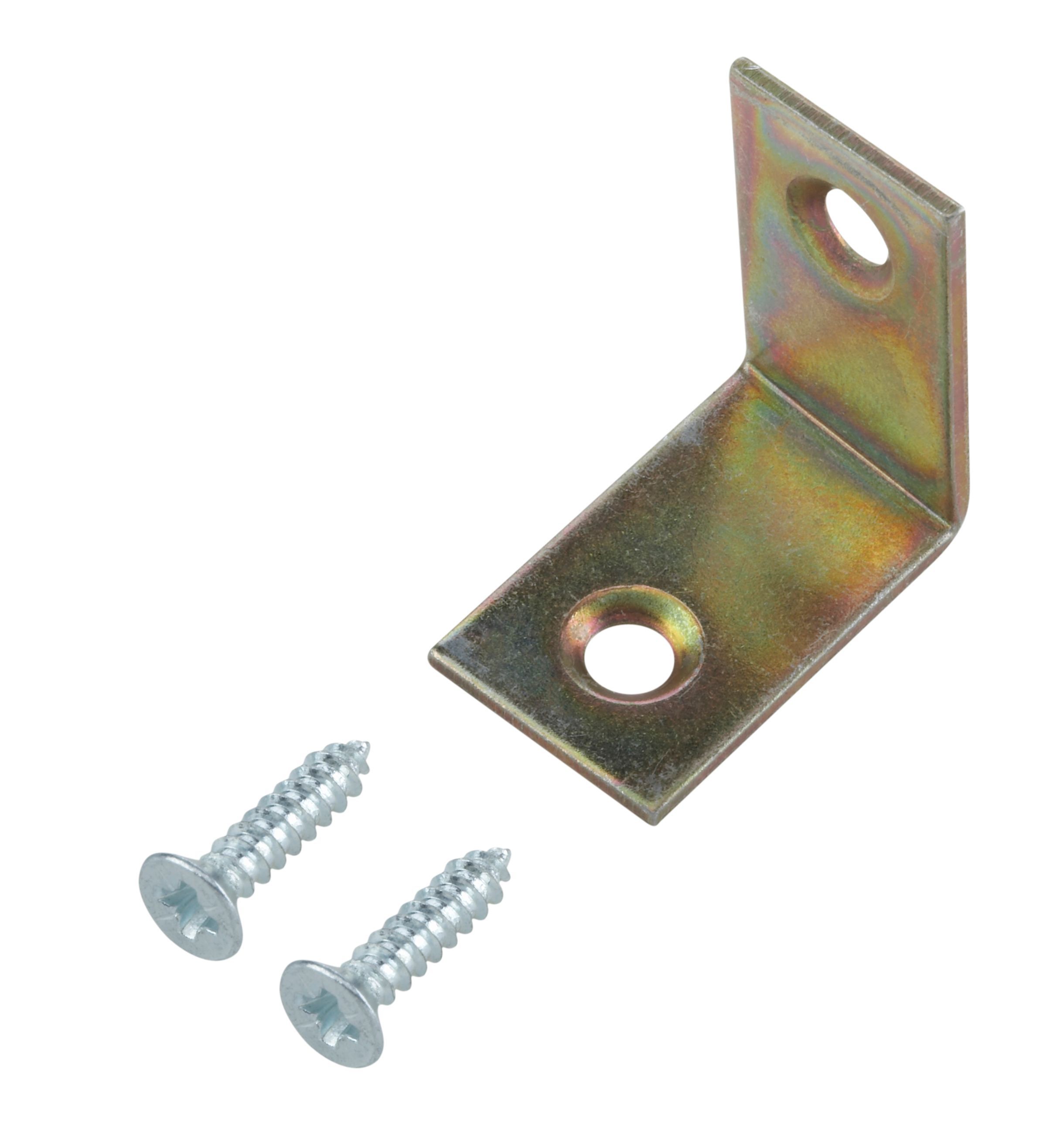 Yellow Zinc-plated Mild steel Corner bracket (H)1.5mm (W)25.5mm (L)25mm ...