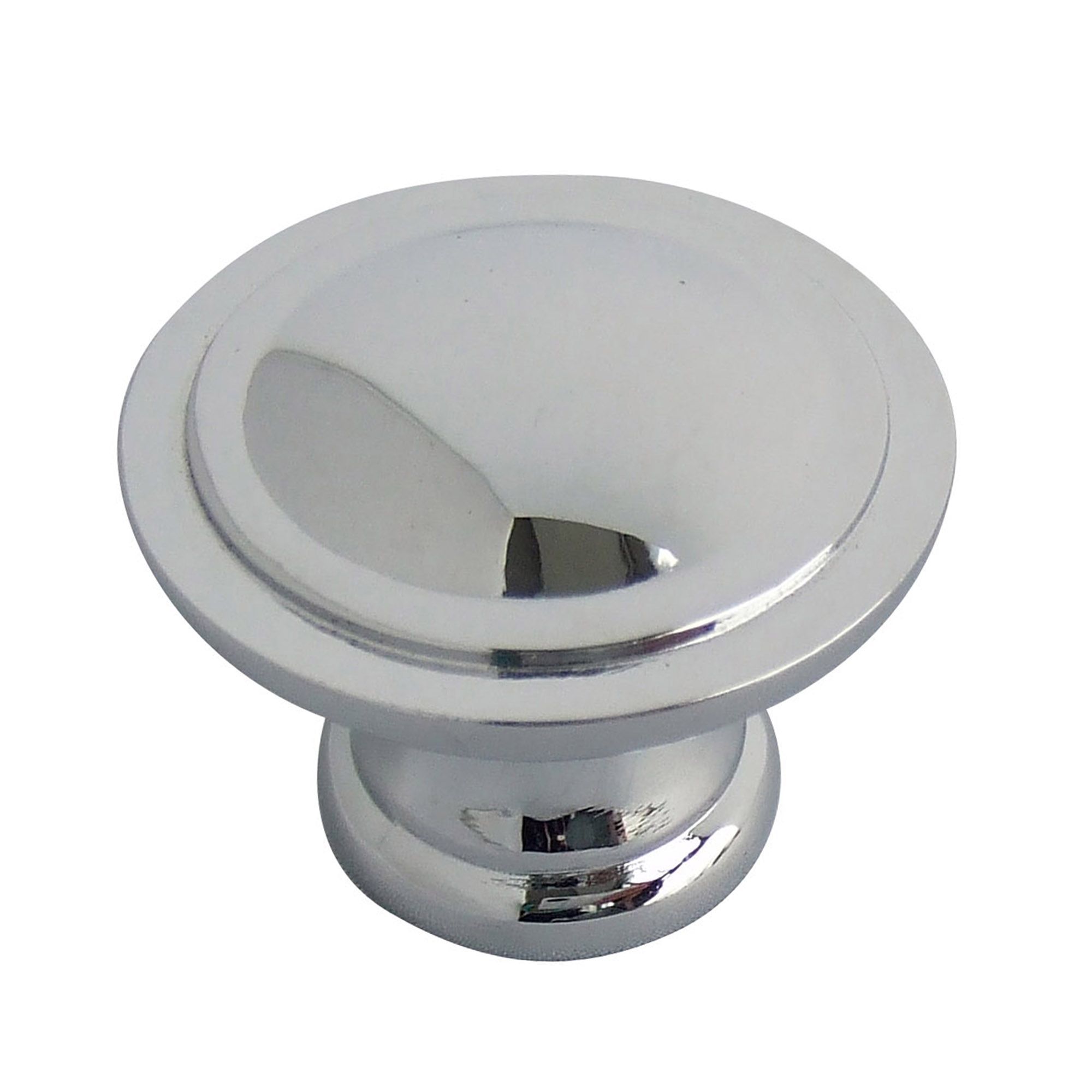 Zinc alloy Chrome effect Round Furniture Knob (Dia)29.7mm | DIY at B&Q