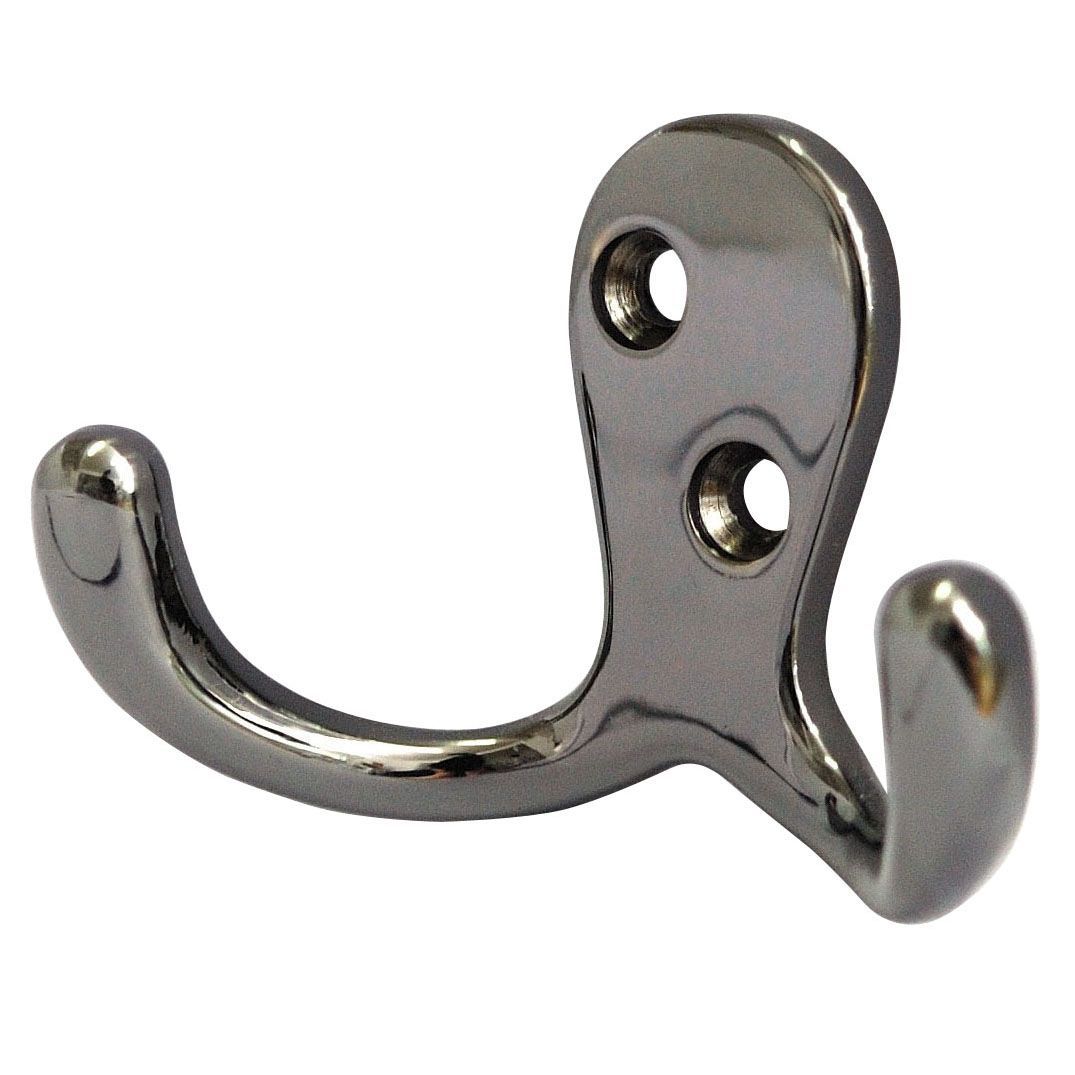 Zinc alloy Double Robe Hook (H)71.5mm (W)28mm | DIY at B&Q