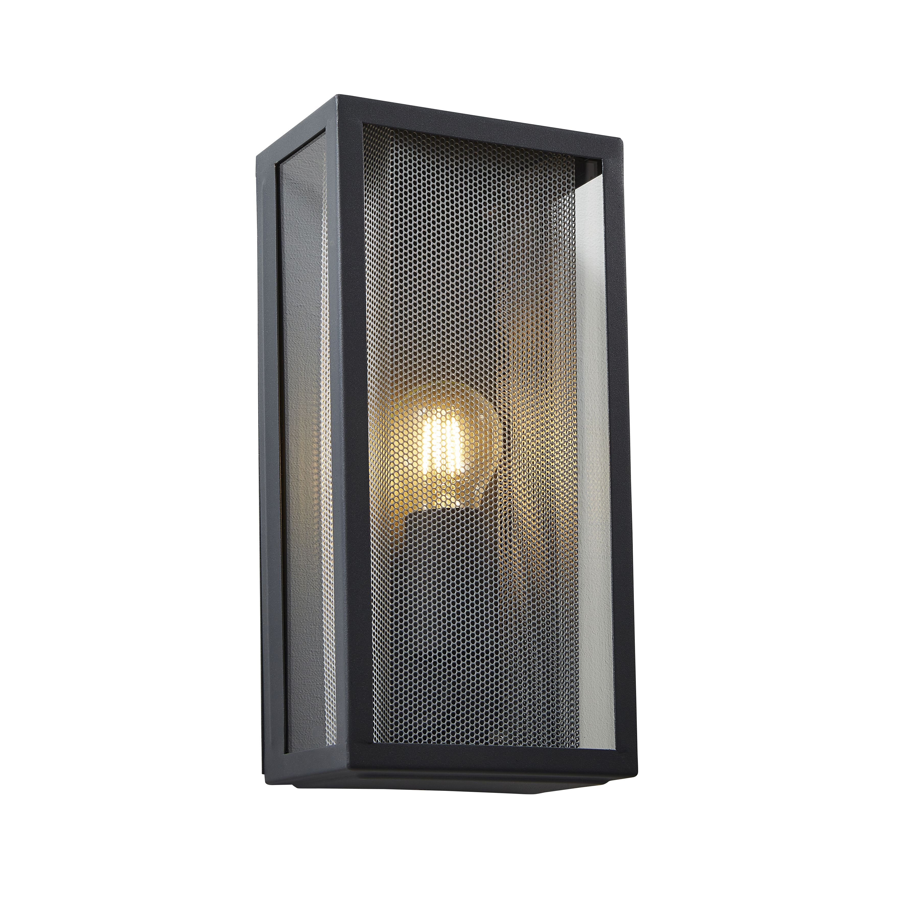 Zinc Cuba Fixed Matt Anthracite Mains-powered LED Outdoor On/Off Wall ...