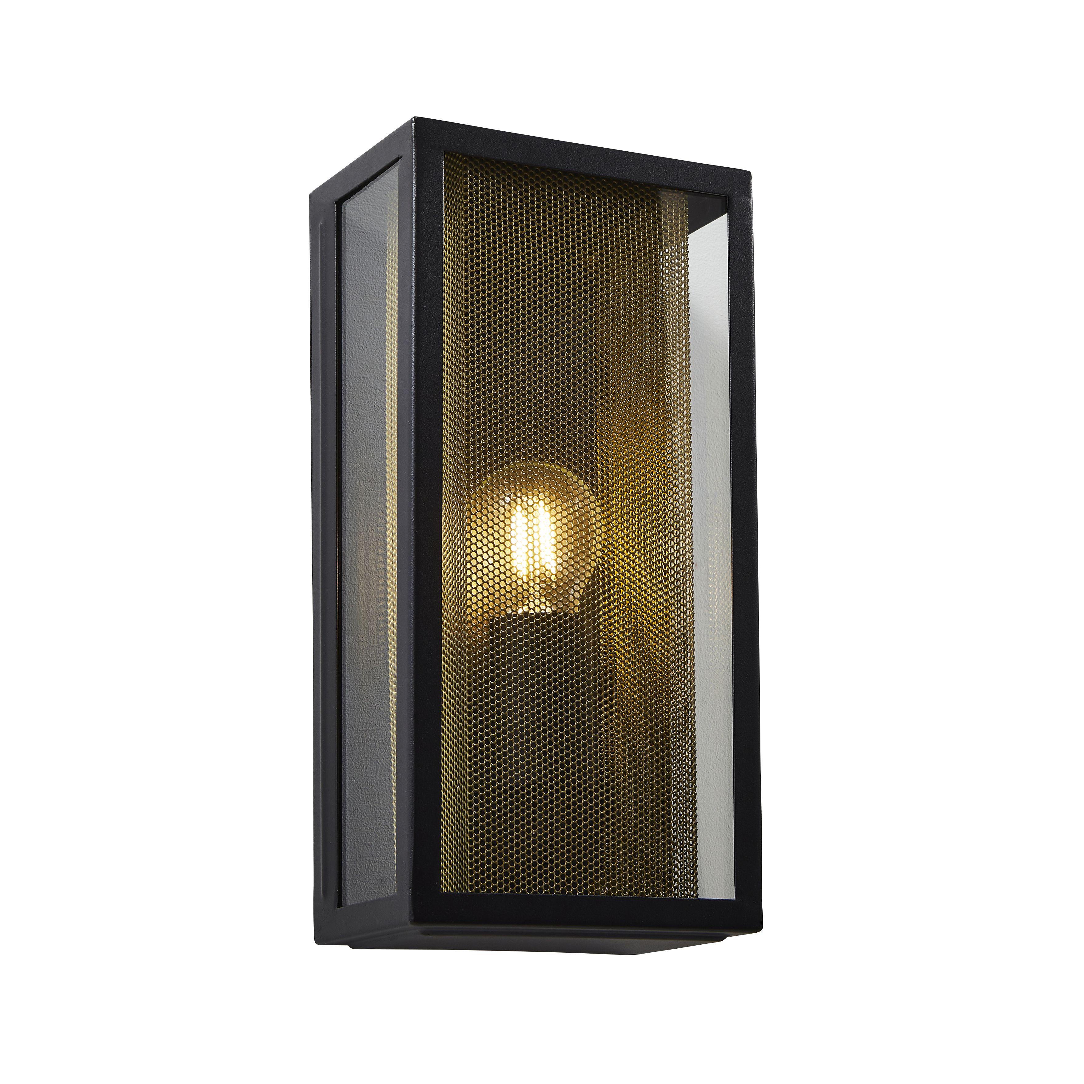 Zinc Cuba Fixed Matt Black Mains-powered LED Outdoor On/Off Wall light ...