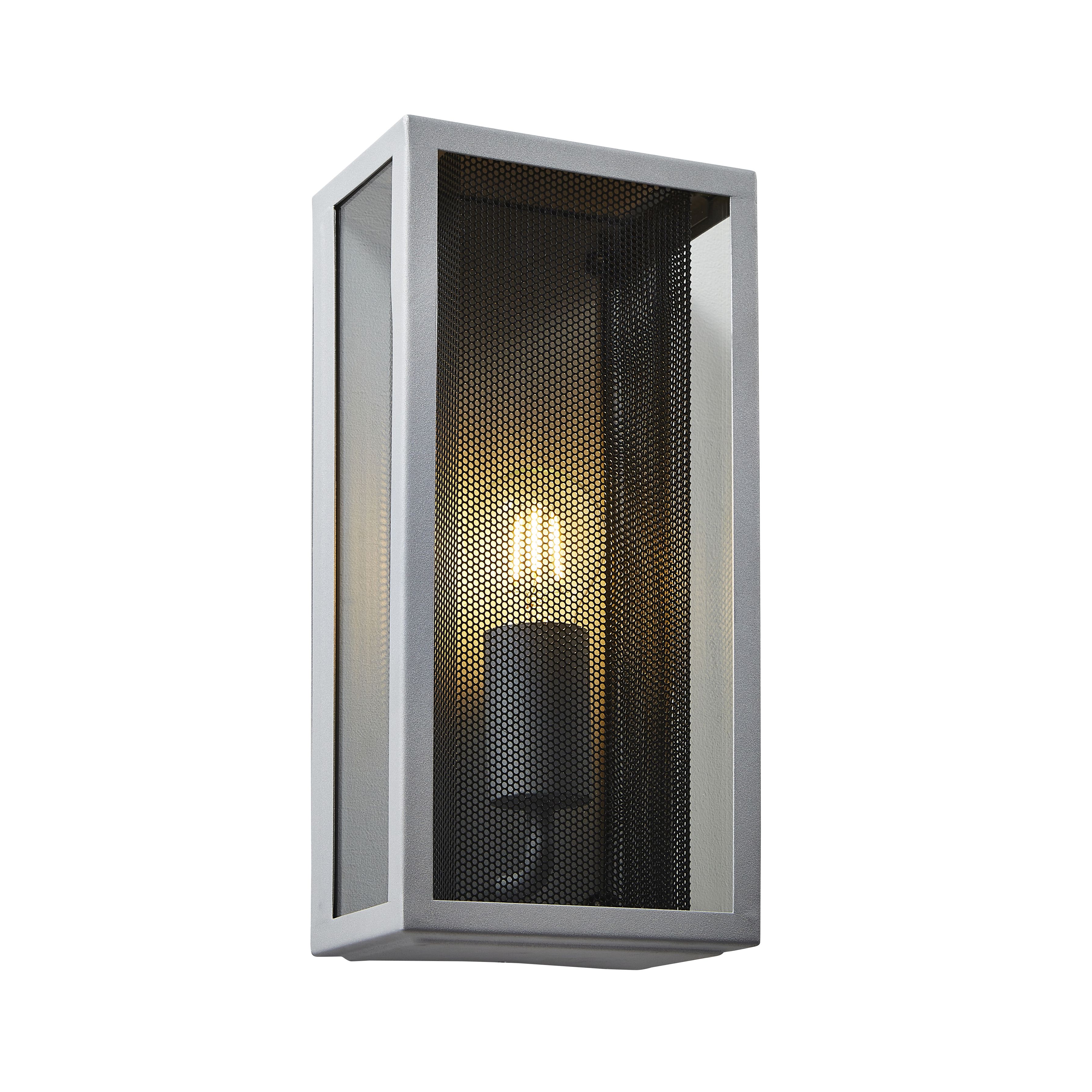 Zinc Cuba Fixed Matt Silver Mains-powered LED Outdoor On/Off Wall light ...