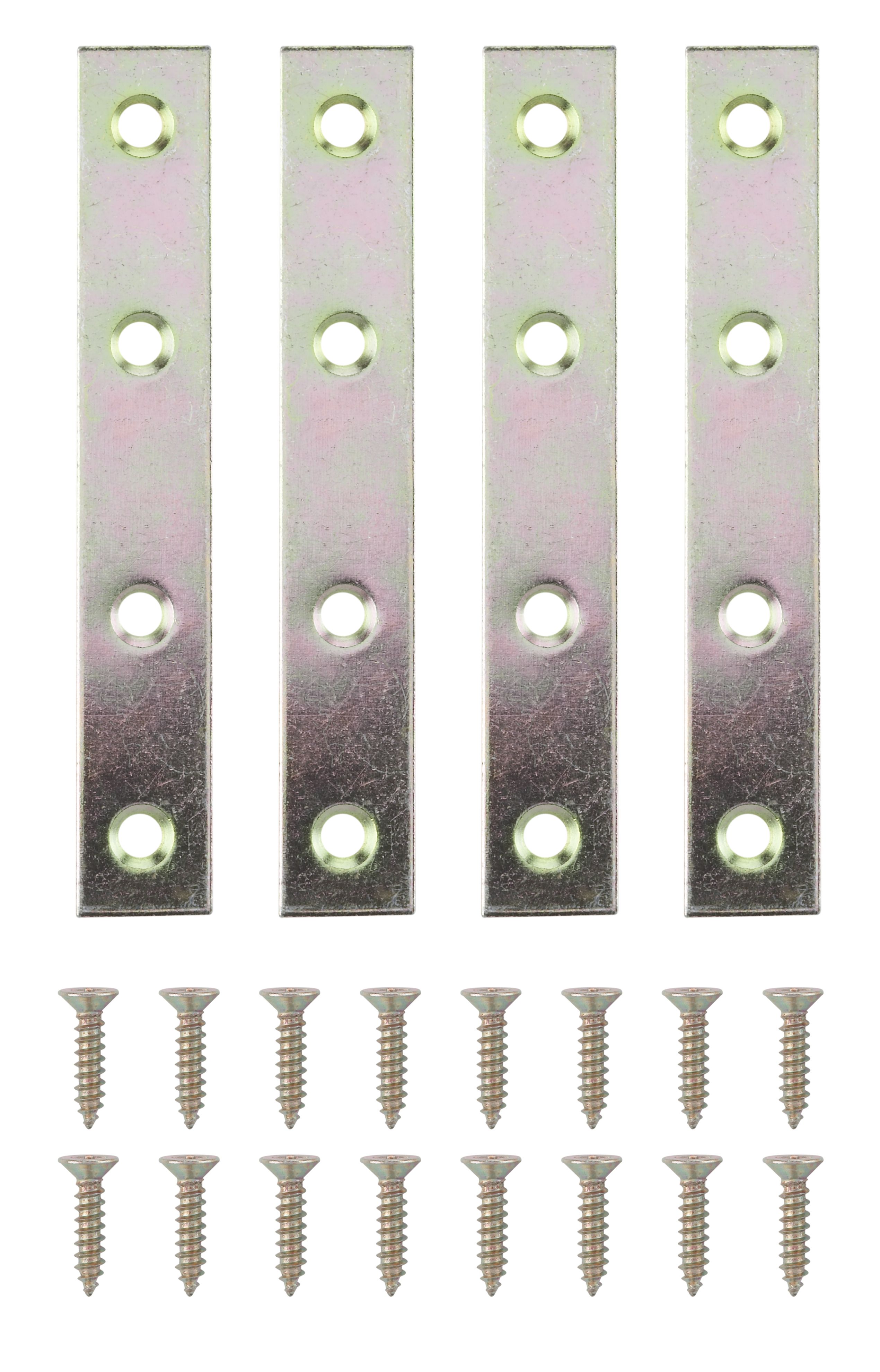 Zinc-plated Steel Mending plate (L)100mm (W)16mm (T)1.5mm, Pack of 4