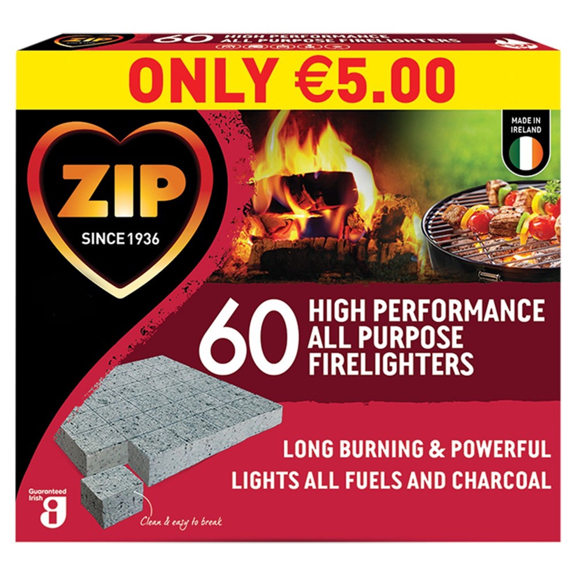 Zip High Performance All Purpose Firelighters 1000g, Pack of 60