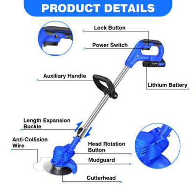 (1 Battery) Cordless Grass Trimmer, Garden Strimmer/Edger with Battery ...