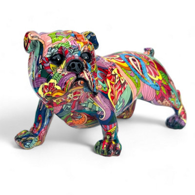 'Groovy Art' standing Bulldog figurine, bright colour novelty design ...