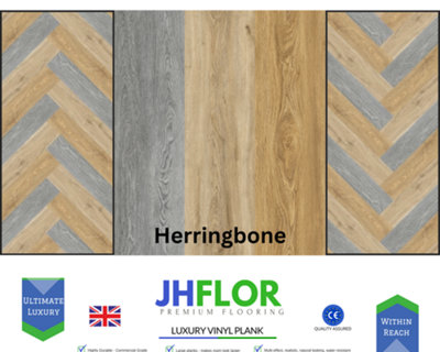 (HB01 Grey) HERRINGBONE Luxury Vinyl Tiles LVT Wood Look Flooring ...