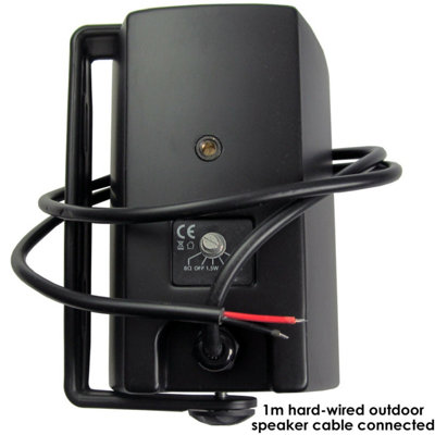 (PAIR) 2x 5.25" 90W Black Outdoor Rated Speakers Wall Mounted HiFi 8Ohm ...