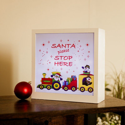 'Santa Stop Here' LED Sign Box Decoration