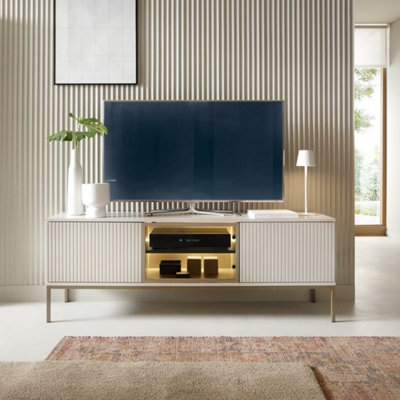 Sento Cashmere & Gold TV Cabinet - 154cm Wide Unit with LED Lighting ...