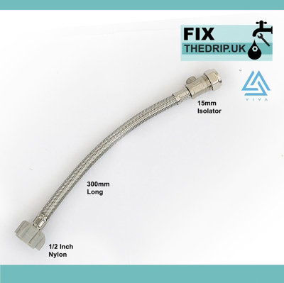 (SSH2/D) Viva 1/2 BSP Female Nylon x 15mm Isolator Compression 300mm ...