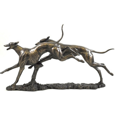 'The Winner' two racing Greyhounds figurine in solid cold cast bronze ...