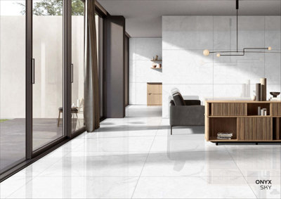 (TNT) SNOW SHEEN 60 X 60 CM POLISHED PORCELAIN TILES (1 BOX HAS 4 TILES ...