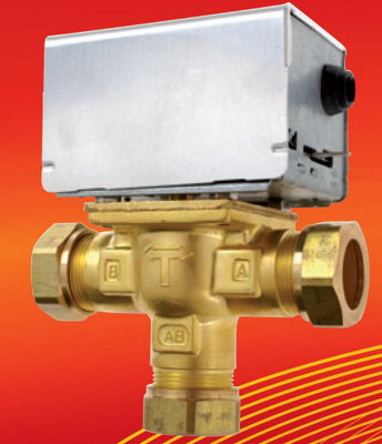 (ZVM22) 3 port MID POSITION VALVE 22mm Compression fitting three port