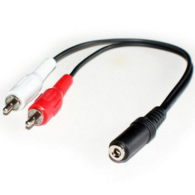 0.2m 2 RCA PHONO Male to 3.5mm Stereo Socket Adapter Amp Speaker Cable ...