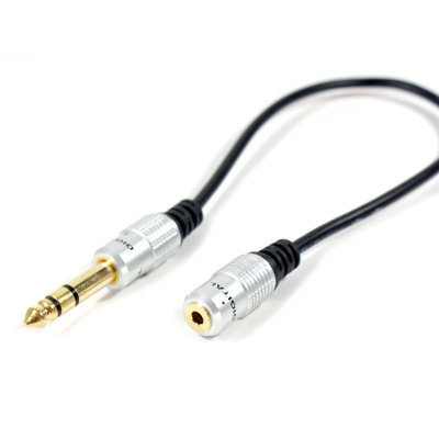 0.3m 6.35mm Jack Plug to 3.5mm Stereo Socket Extension Cable Lead 1/4 ...