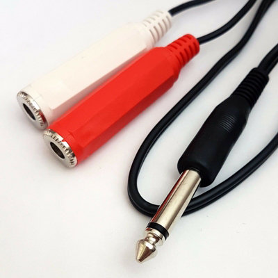 0.5m 6.35mm Mono Male Jack to 2x 1/4" Female Cable Twin Microphone ...